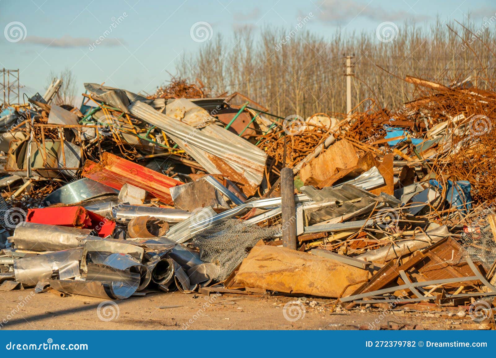A Pile of Scrap Metal for Recycling Stock Photo - Image of asphalt ...