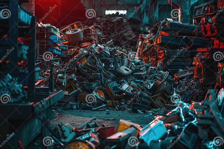 A Pile of Scrap Metal in a Warehouse, Suitable for Industrial Concepts ...