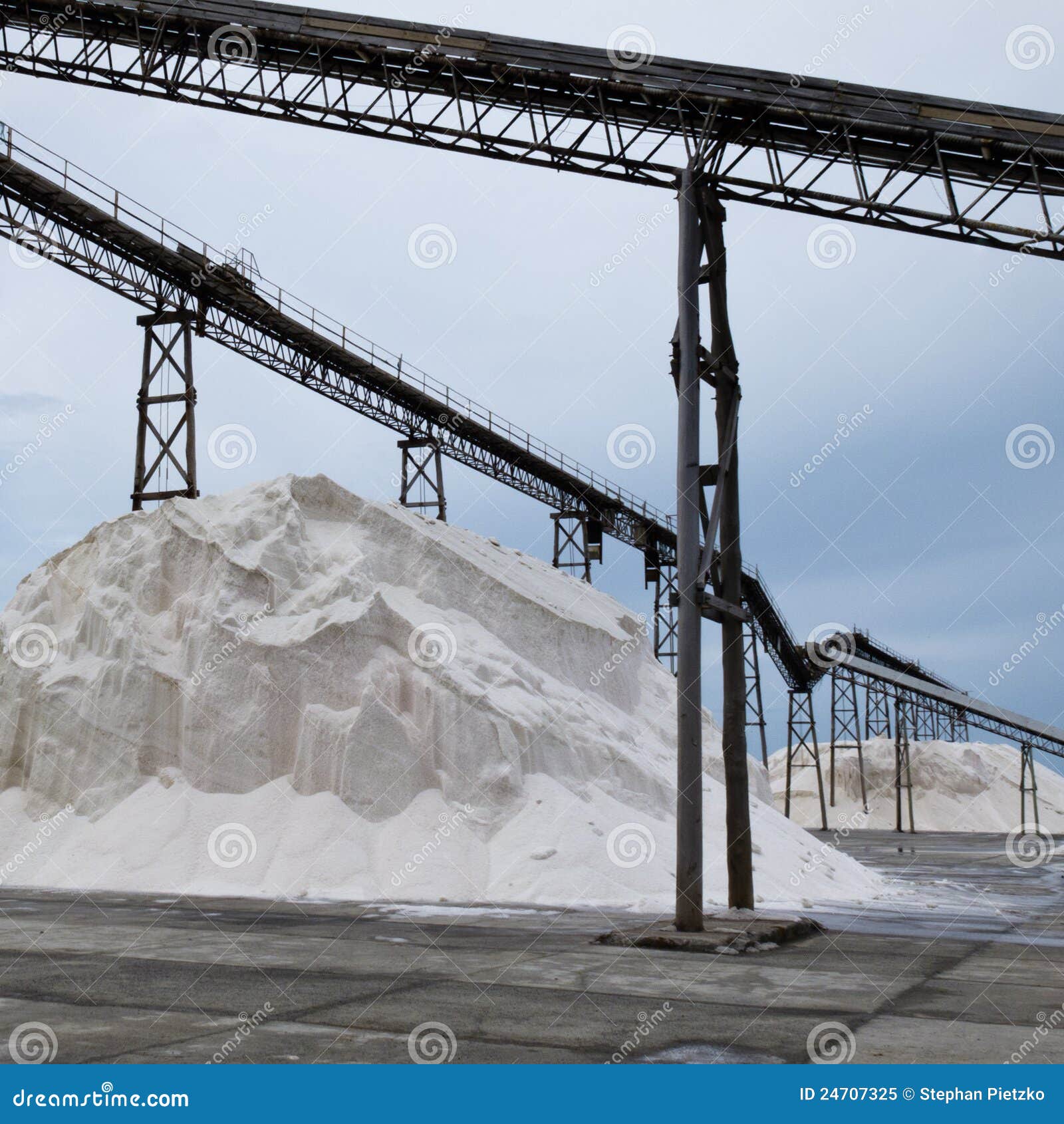 Pile of Sea Salt Under Conveyor of Saline Refinery Stock Image - Image ...