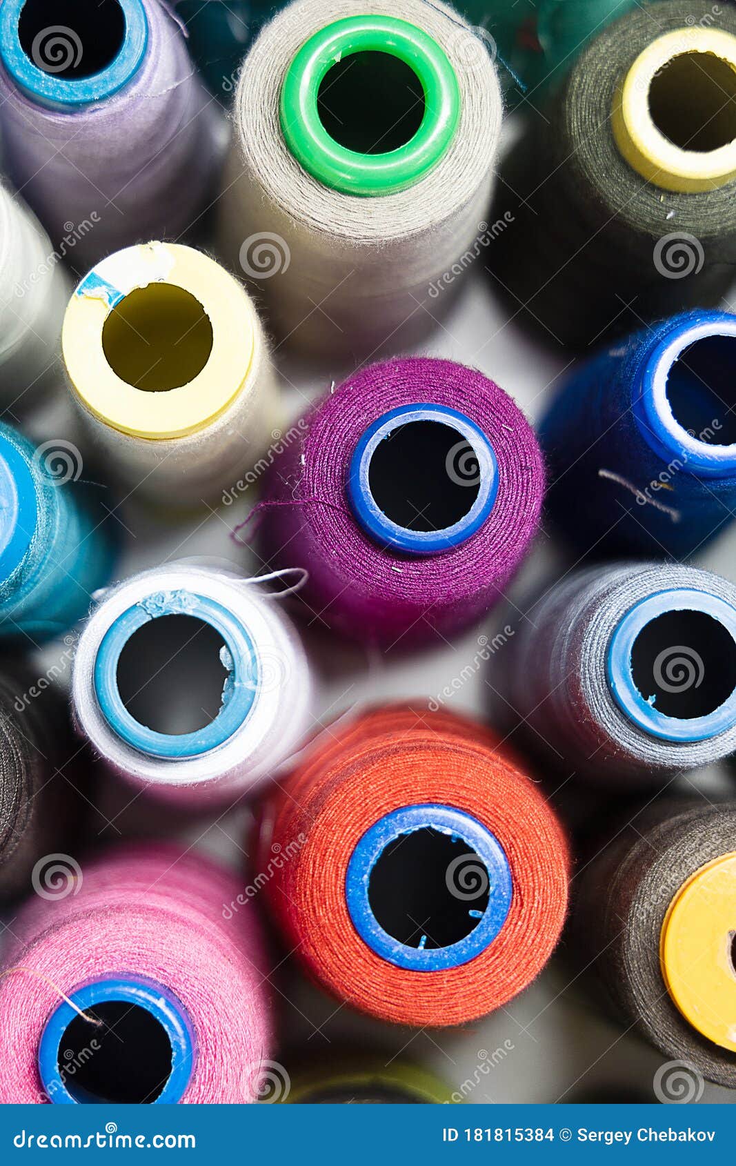 Pile of Sewing Spools with Threads Stock Photo - Image of group ...