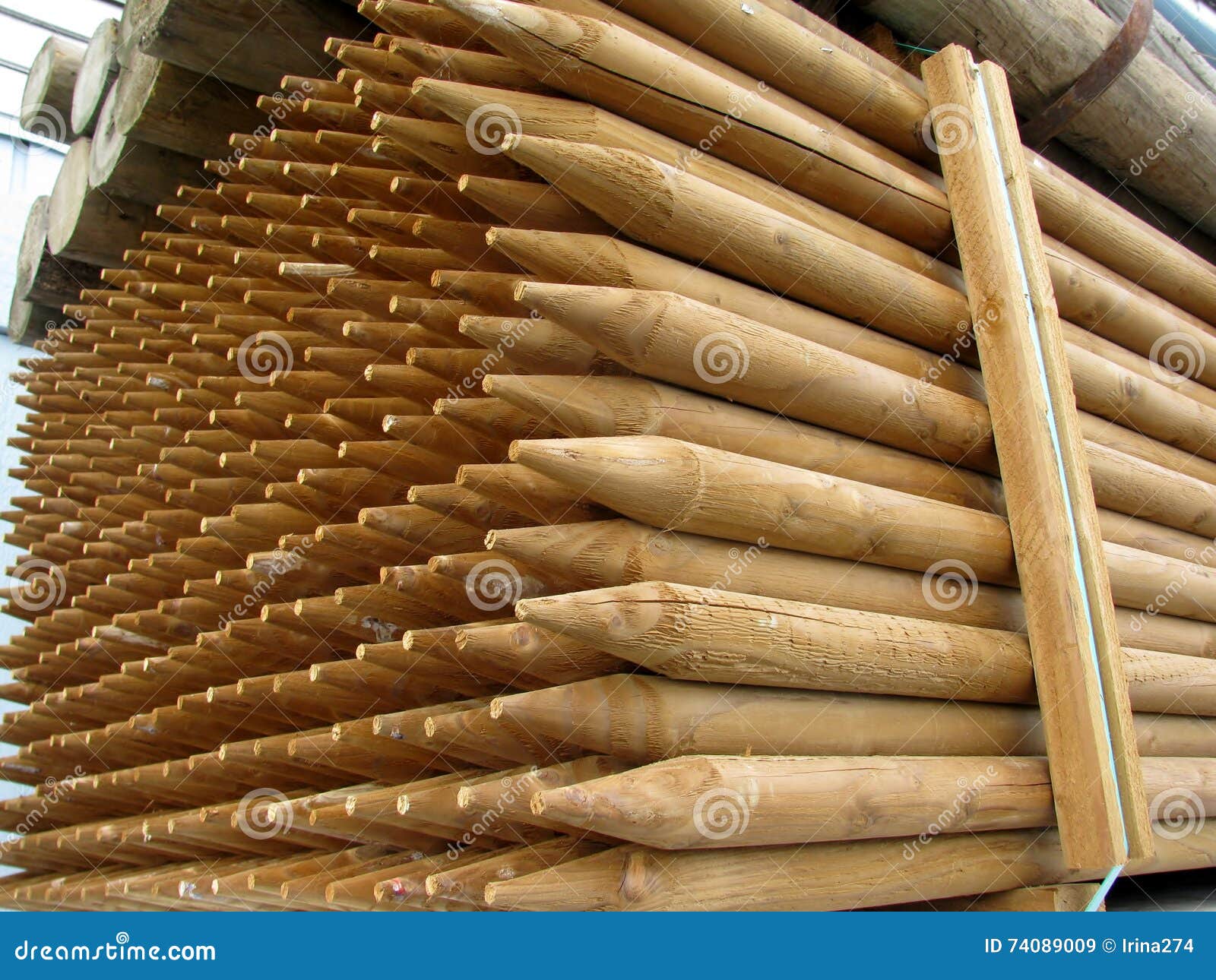 Pile of Fence Sharp Point Wooden Poles Stock Image - Image of point ...