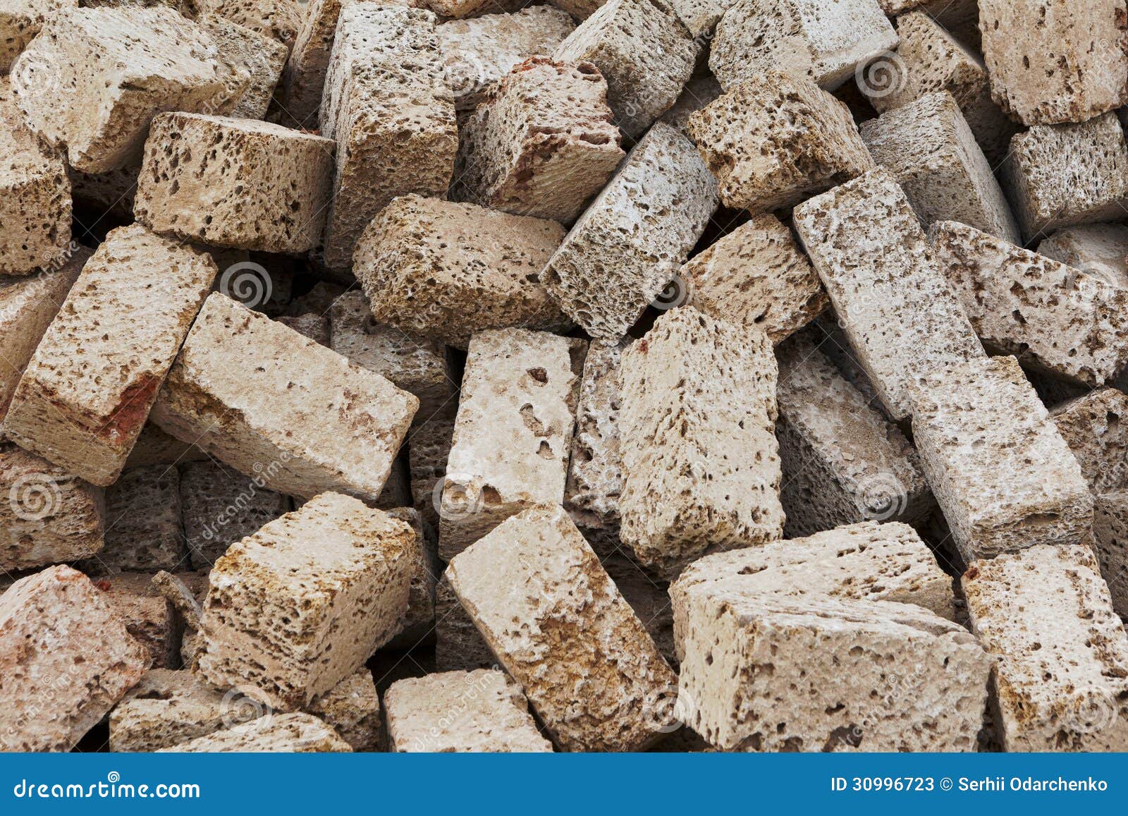 Pile of Shell Rock Concrete Blocks Stock Image - Image of sandstone ...