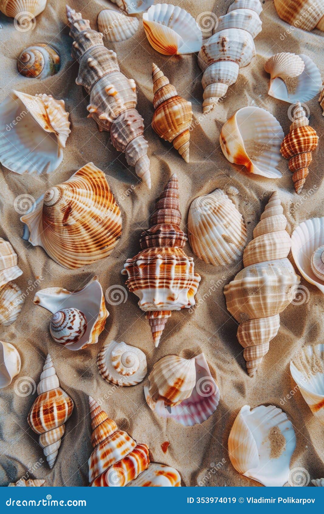 A Pile of Shells on a Sandy Beach, Ideal for Beach-themed Designs Stock ...
