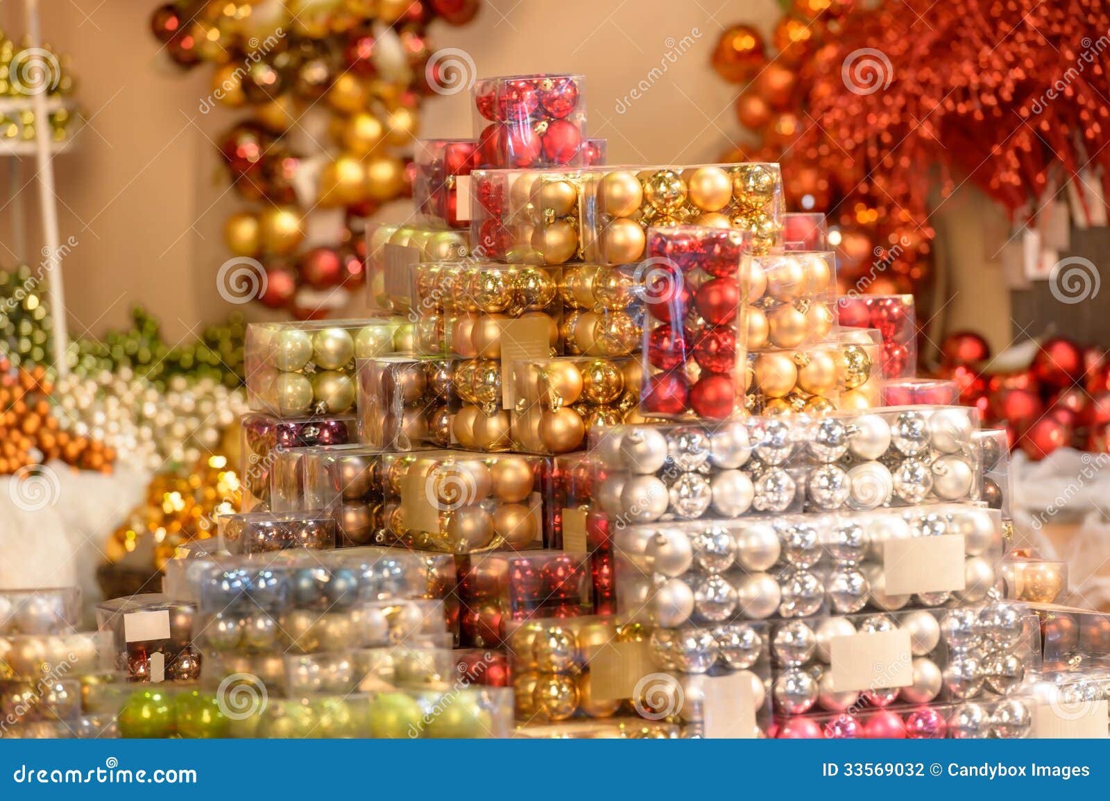 Pile of Shiny Christmas Balls in Boxes Stock Photo - Image of store ...