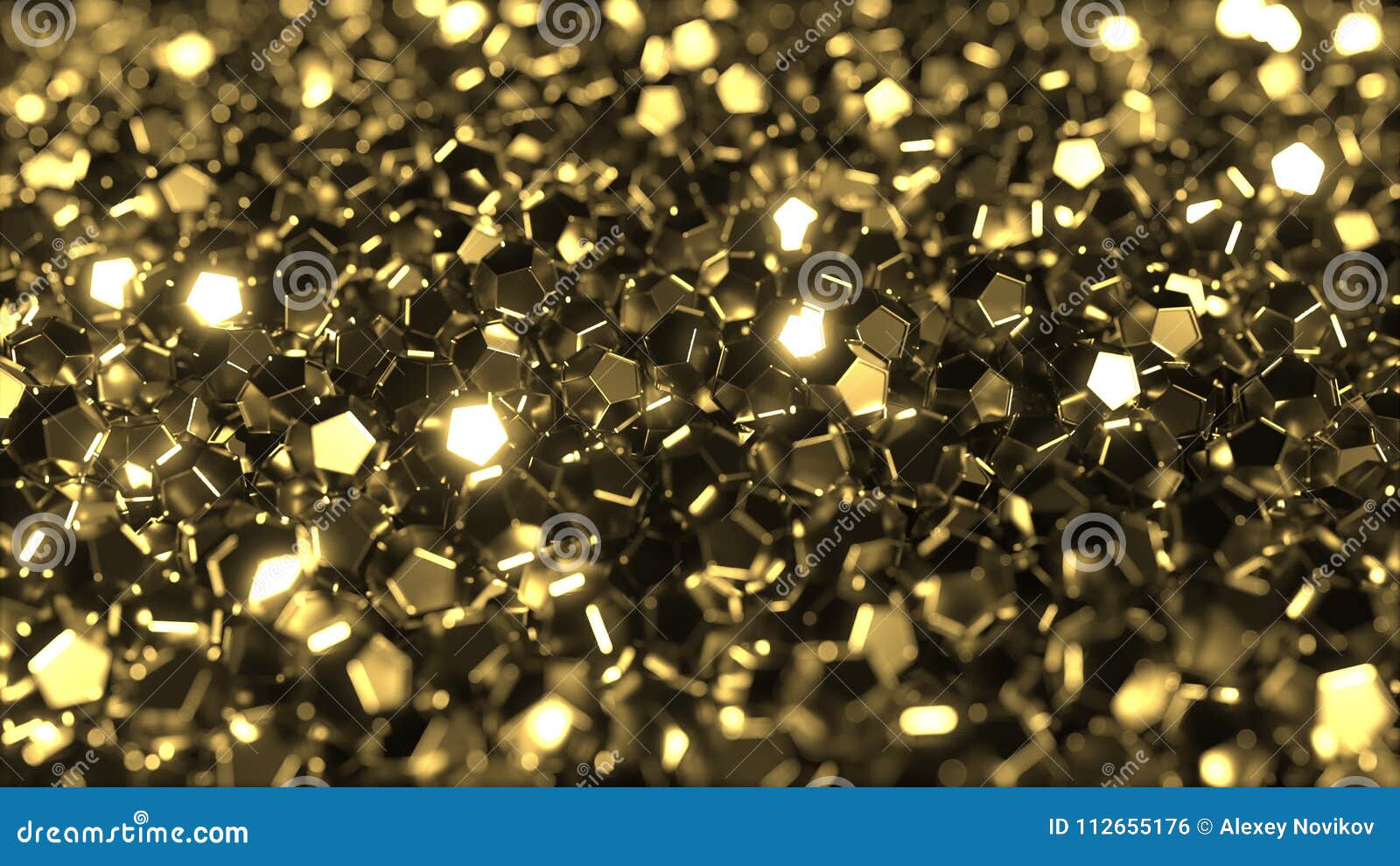 Pile of Shiny Golden Crystals 3D Rendering Stock Photo - Image of gold ...