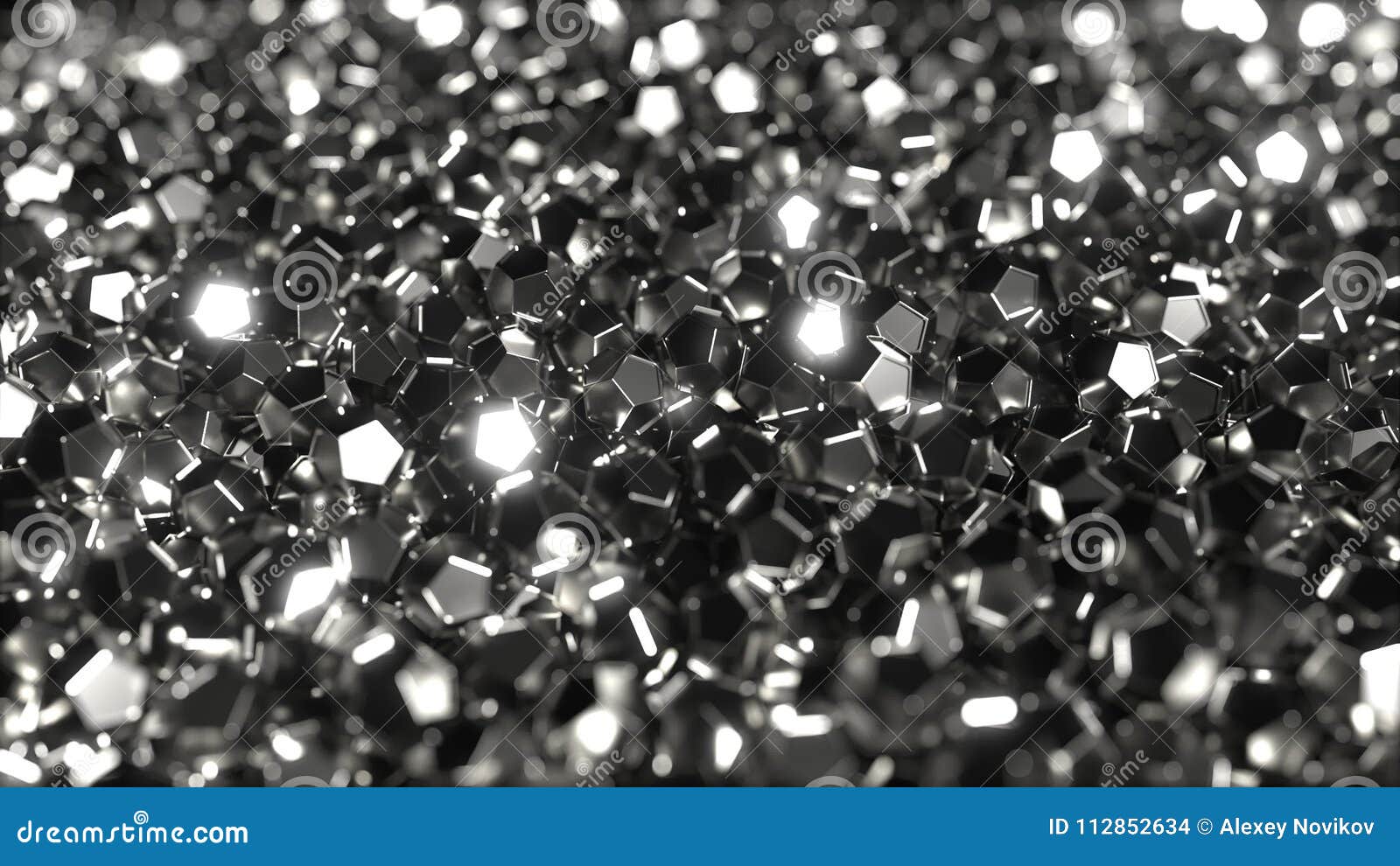 Pile of Shiny Metallic Crystals. 3D Rendering Stock Illustration ...