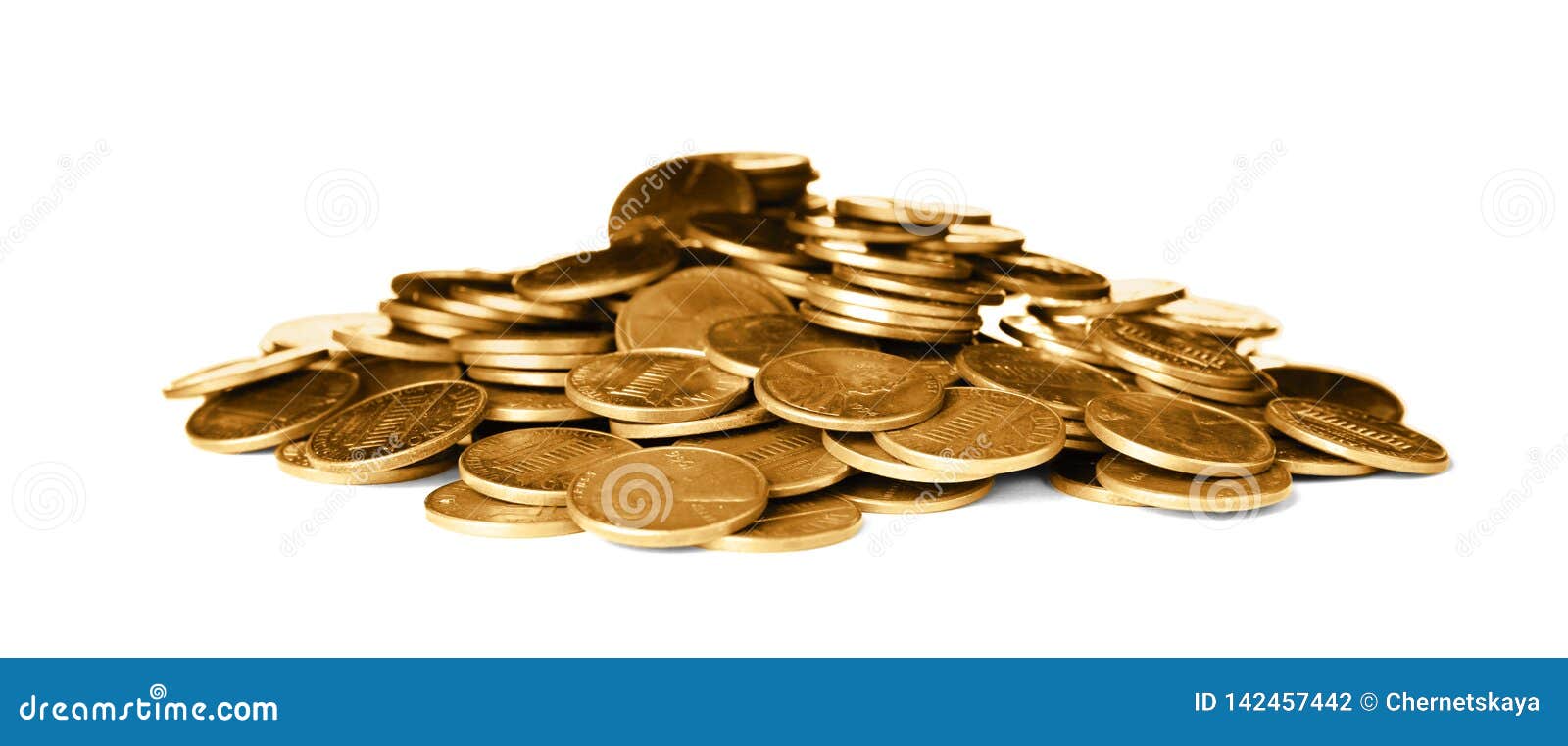 Pile of Shiny USA Coins on White Stock Photo - Image of business ...