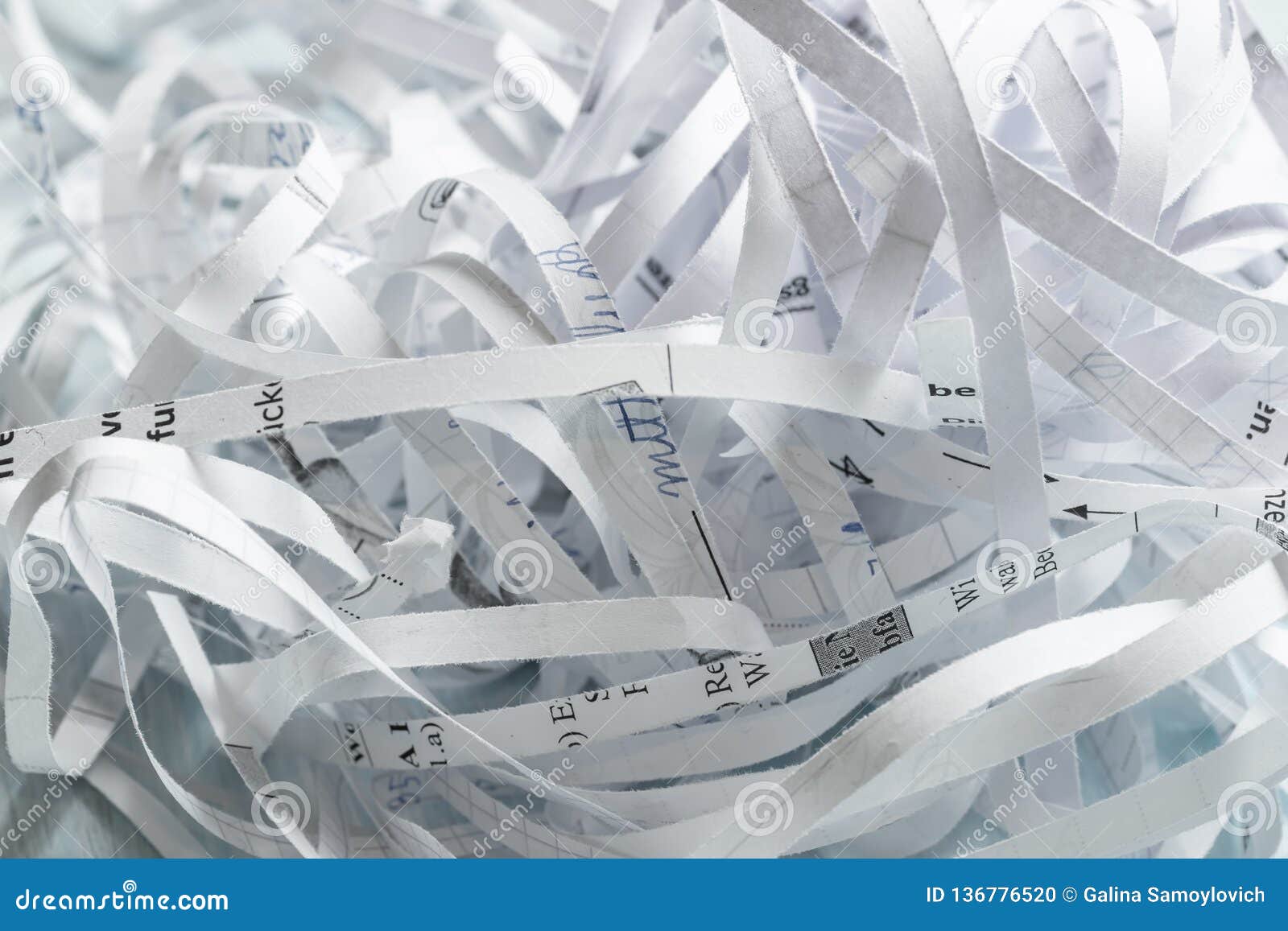 Pile of shredded paper stock photo. Image of history - 136776520