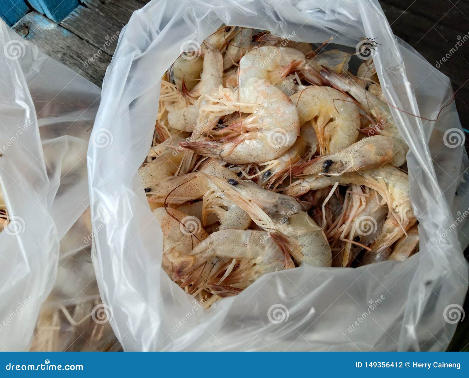 A Pile of Shrimp in a Plastic Stock Photo - Image of color, plank ...