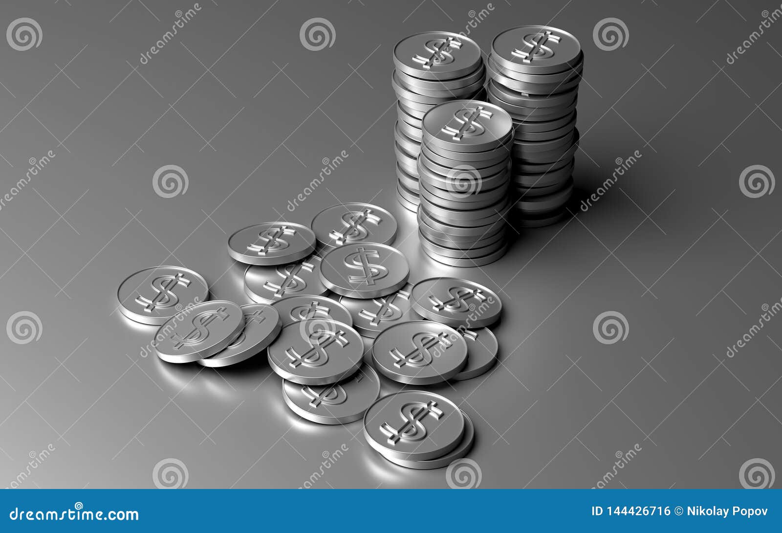 A pile of silver coins stock illustration. Illustration of interest ...