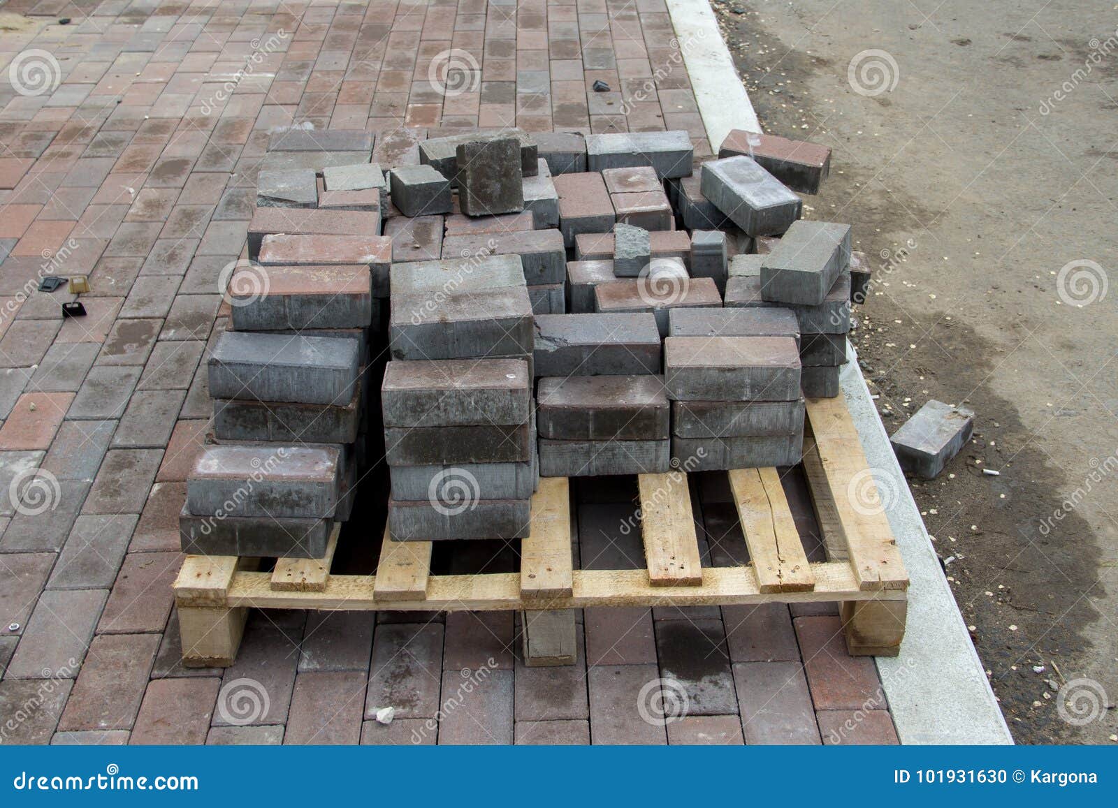 A Pile of Slabs on a New Pavement Stock Photo - Image of street ...