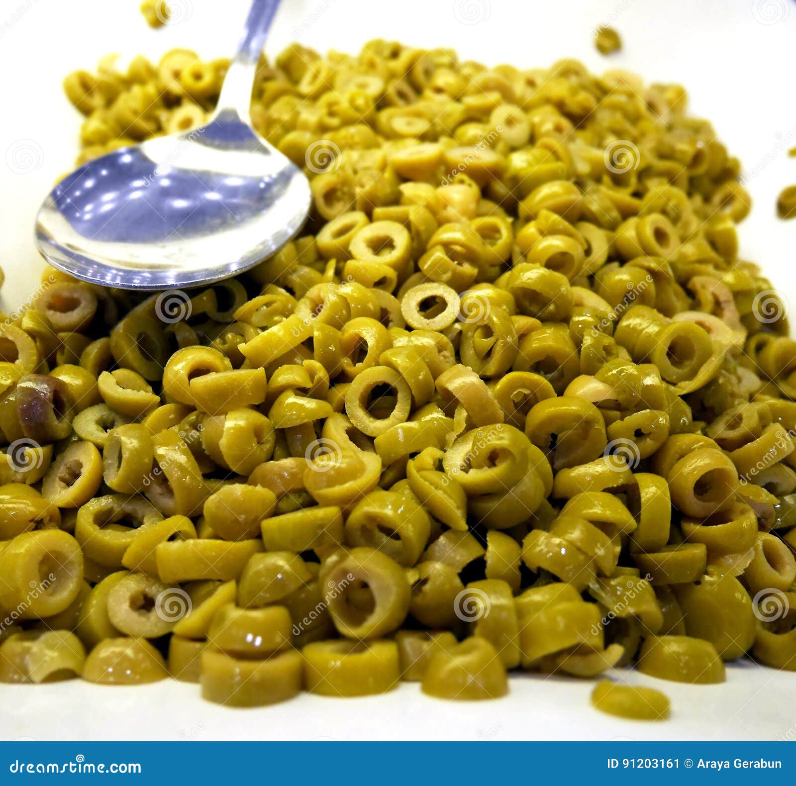 Pile of Sliced Green Olives Stock Image - Image of spoon, healthy: 91203161