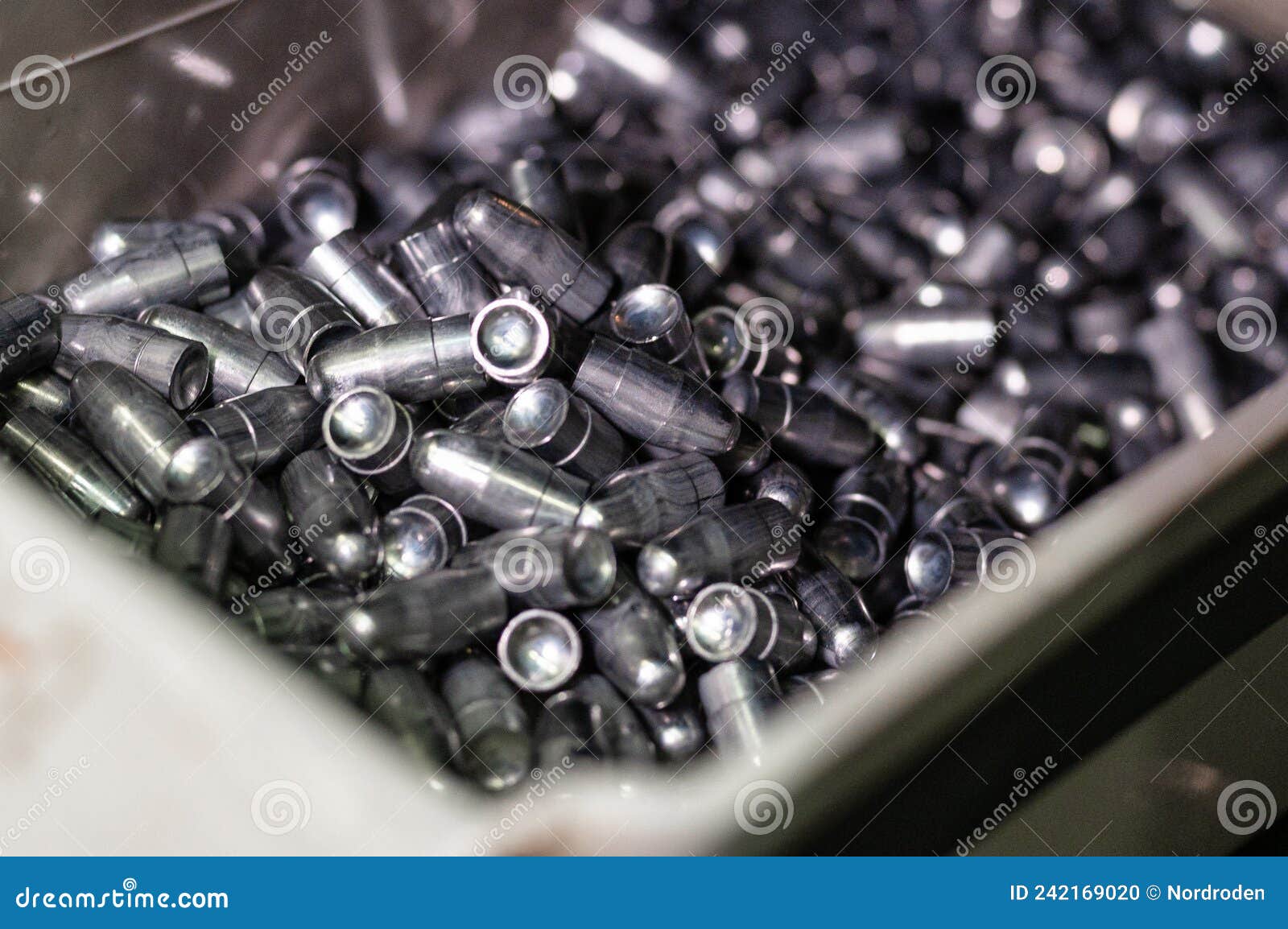 Pile of Small Caliber Hunter Bullets in Plastic Container Stock Photo ...