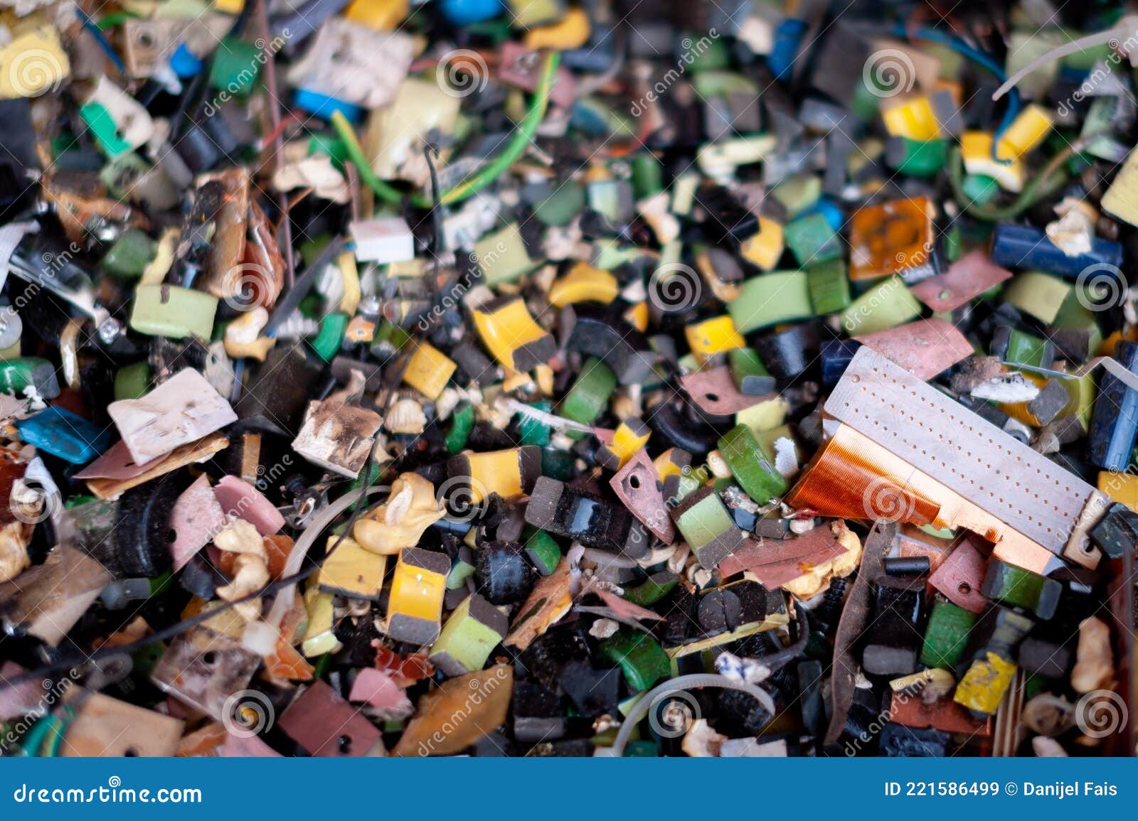 A Pile of Small Generic Electronic Waste Painted on Top with Different ...