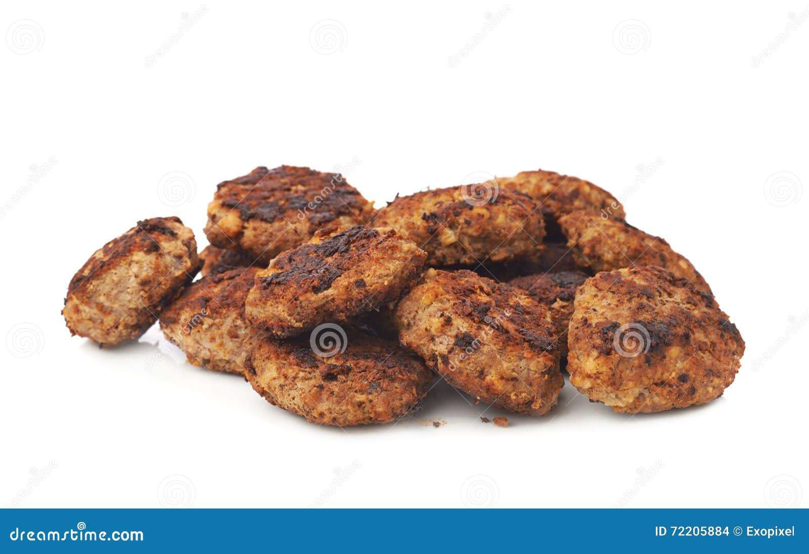 Pile of Small Hand Made Cutlets Isolated Over White Background Stock ...