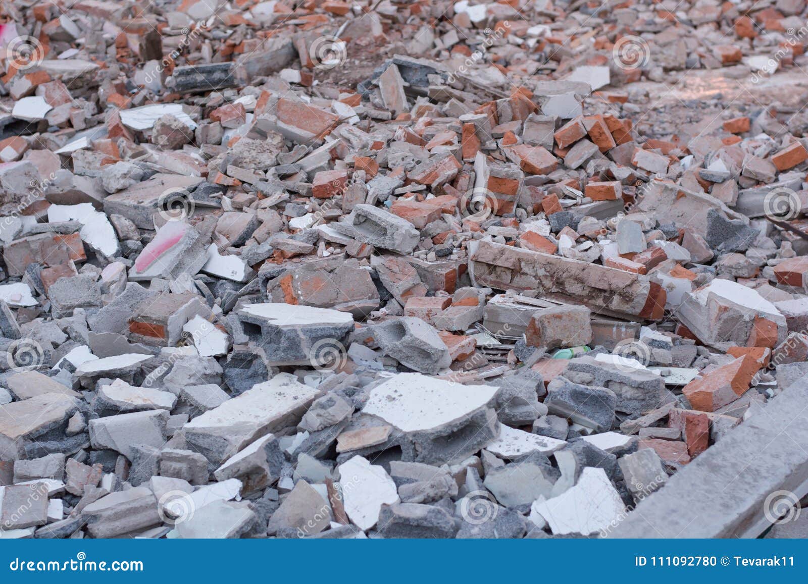 A pile of smashed concrete stock photo. Image of destruction - 111092780