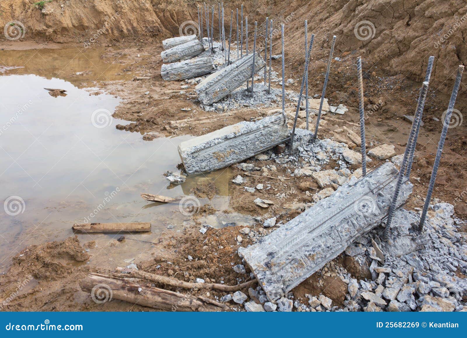 Pile Smashed Down the Bars To Prepare for a Long Stock Image - Image of ...