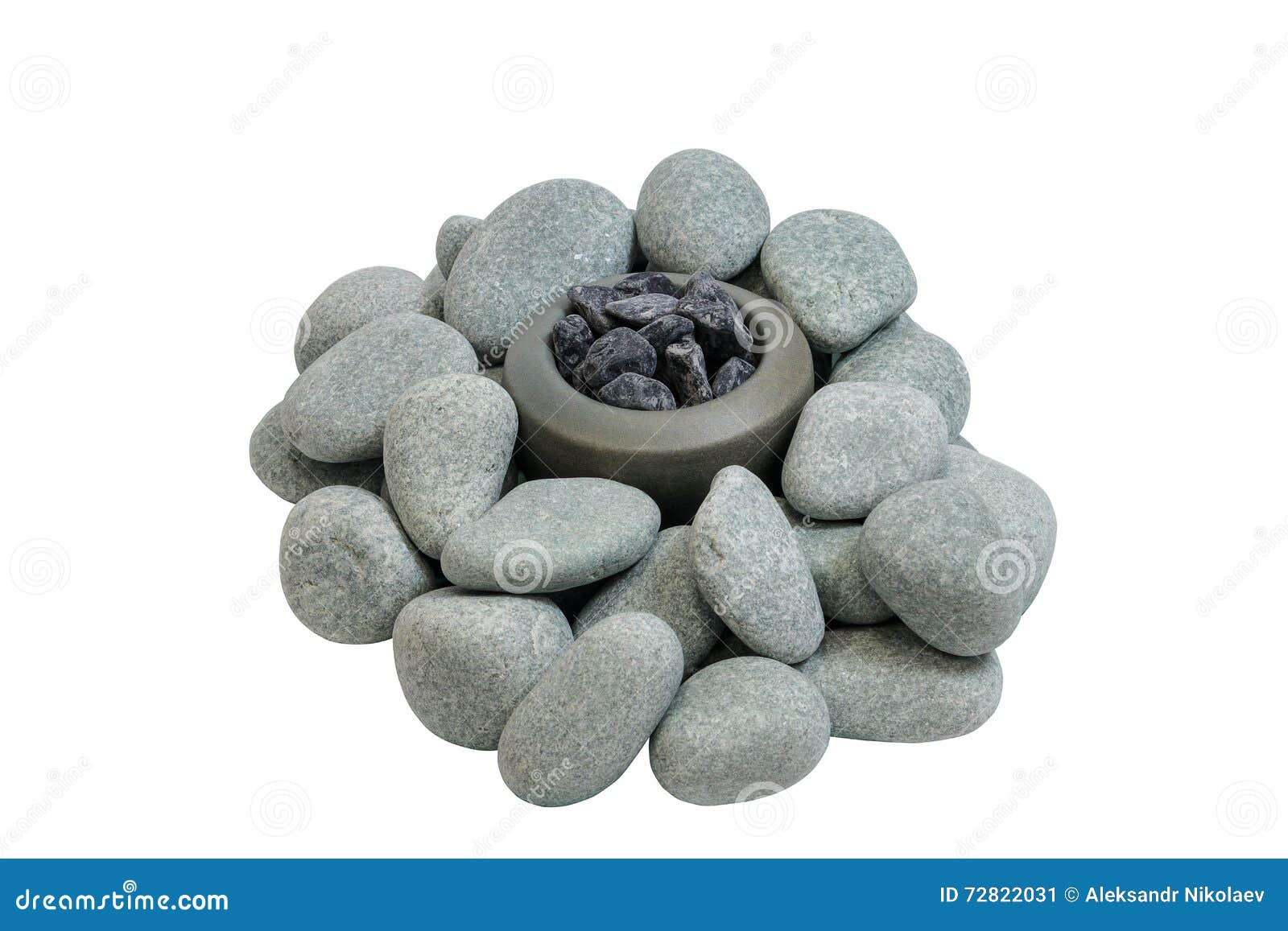 Pile of Smooth Stones Around the Stone Bowl with Stones Stock Image ...