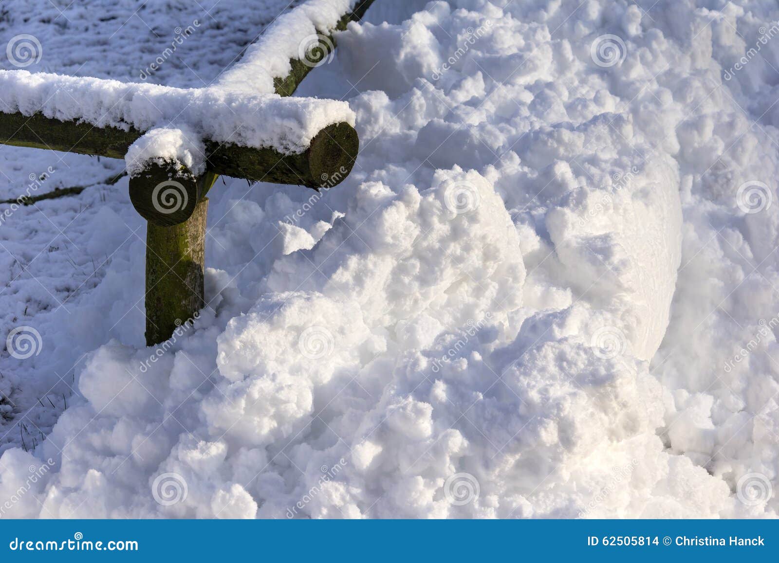 Pile of Snow at a Fence stock photo. Image of stack, pile - 62505814