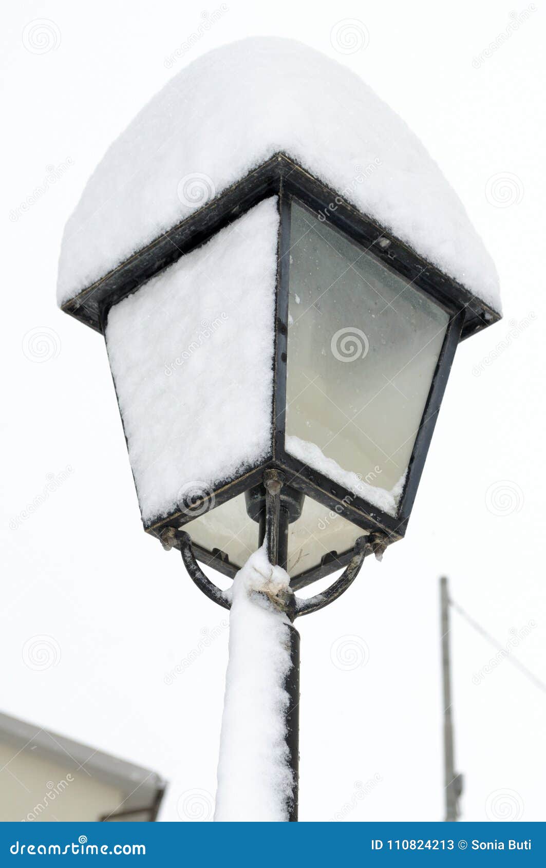 Pile of Snow on Street Lamp Stock Image - Image of light, freeze: 110824213