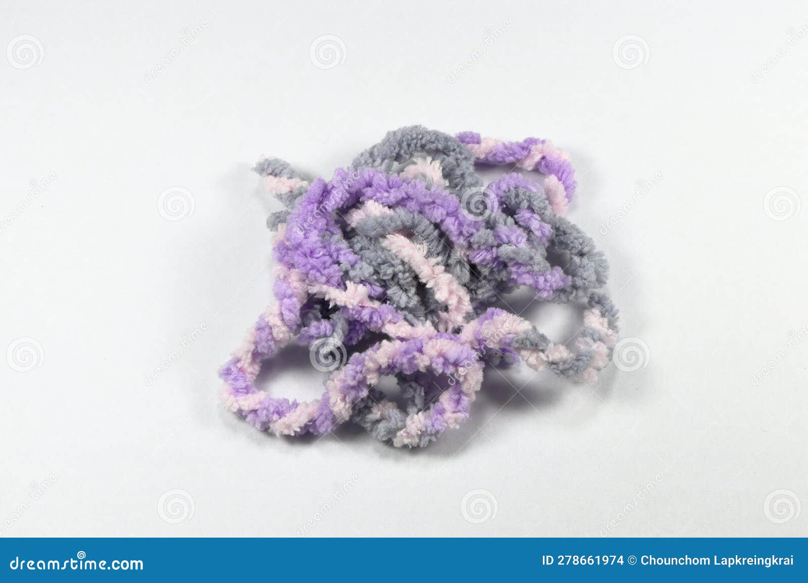 Pile of Soft Knitting Yarn in Violet Tone on the White Background ...