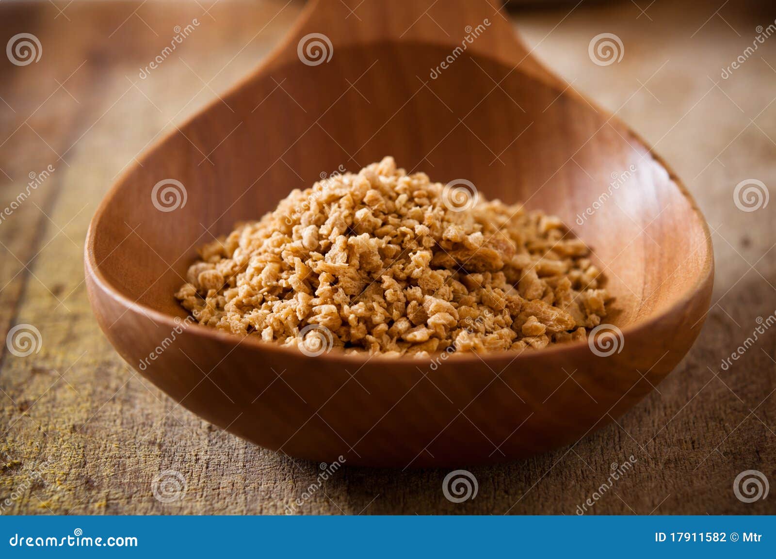 Pile of Soy Granules in Wooden Spoon Stock Photo - Image of series ...