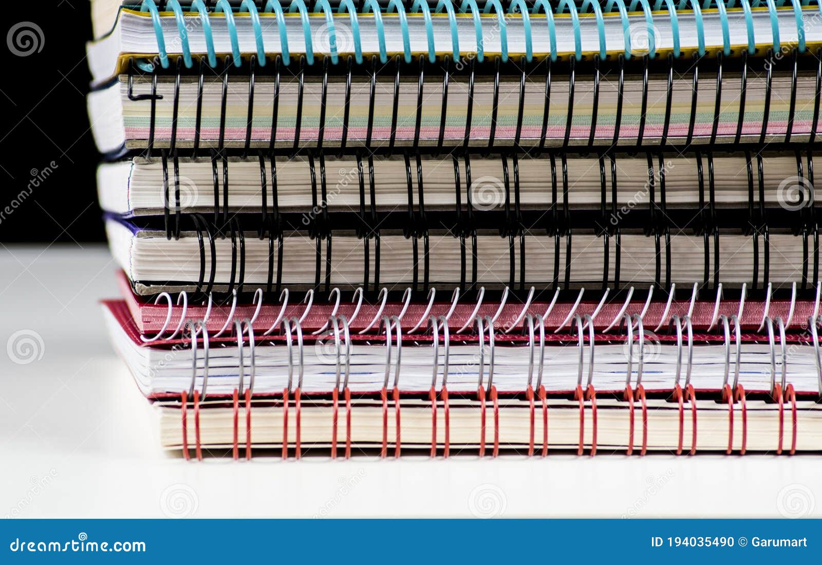 Pile of Spiral Wire Notebooks Stock Photo - Image of spiral, closeup ...