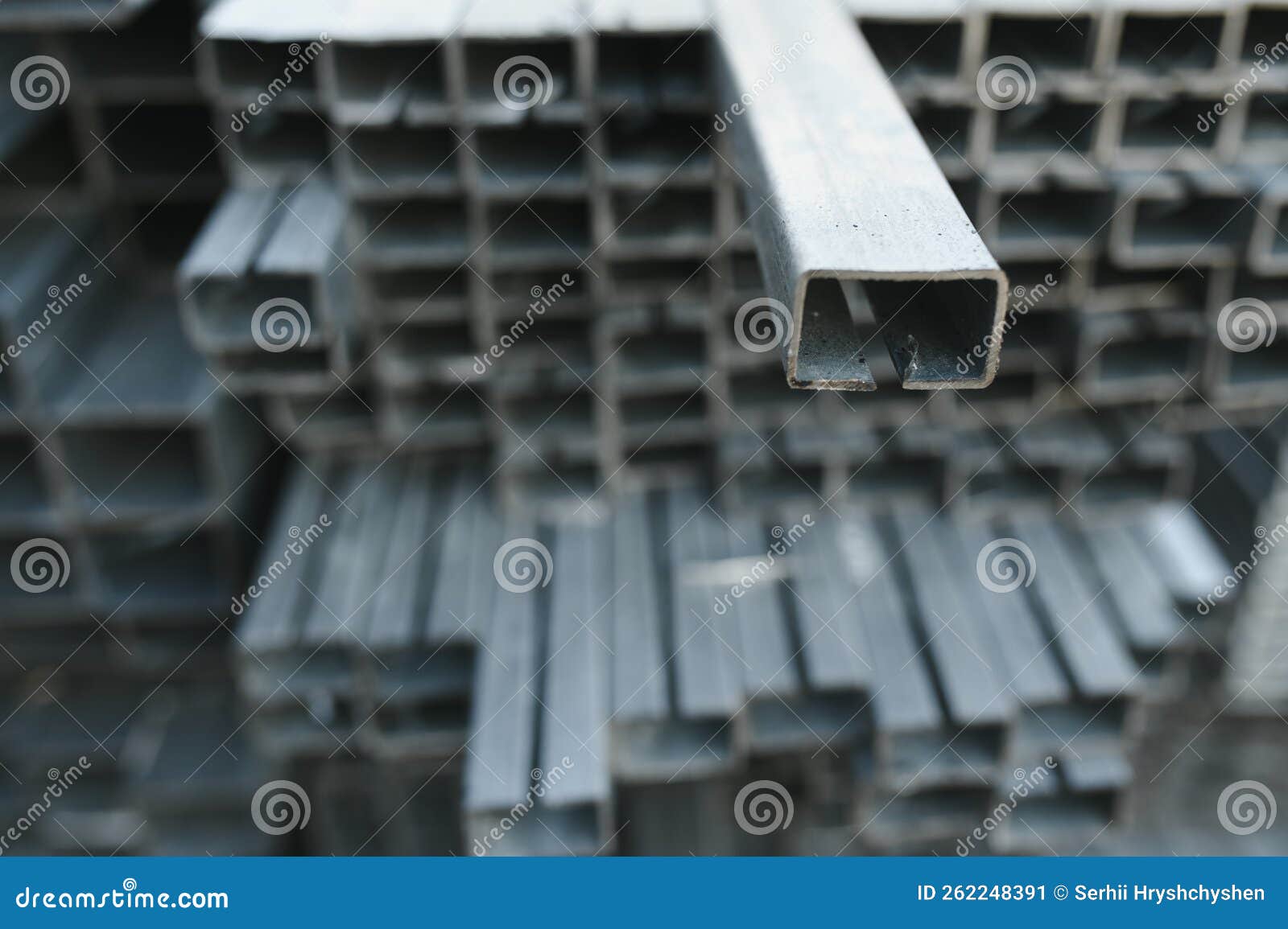 Pile of Square Metal Profiles Stock Image - Image of design, pipeline ...