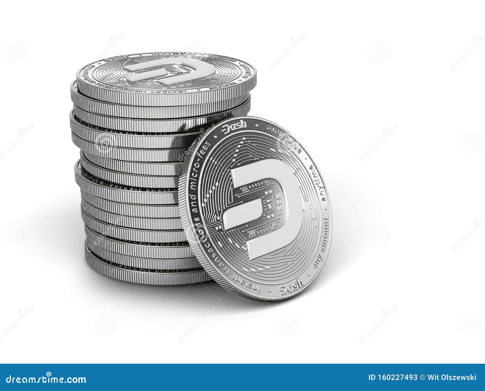 Silver Dash Coin Isolated On White Background. Royalty-Free Stock Photo ...