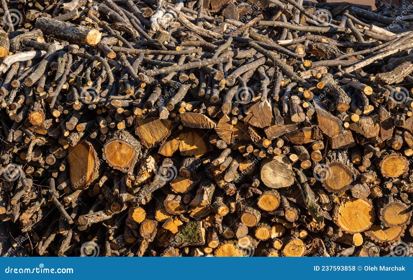 Pile of Stacked Triangle Firewood Prepared for Fireplace and Boiler ...