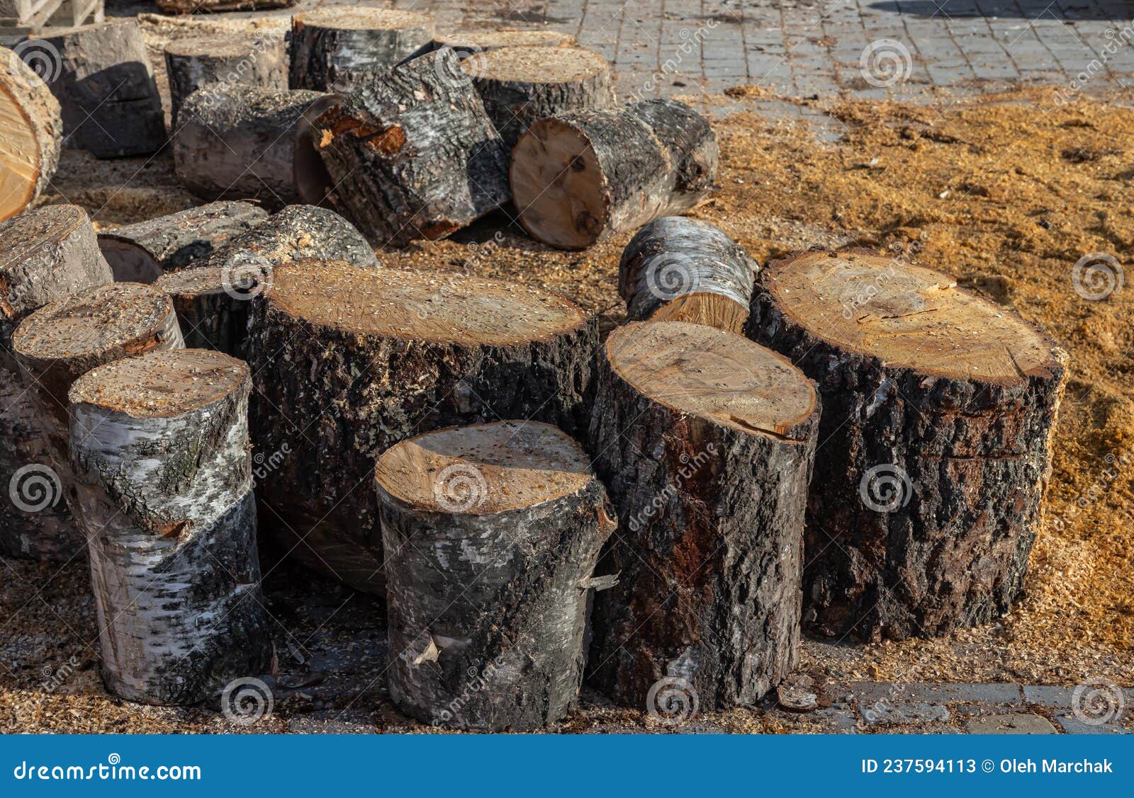 Pile of Stacked Triangle Firewood Prepared for Fireplace and Boiler ...