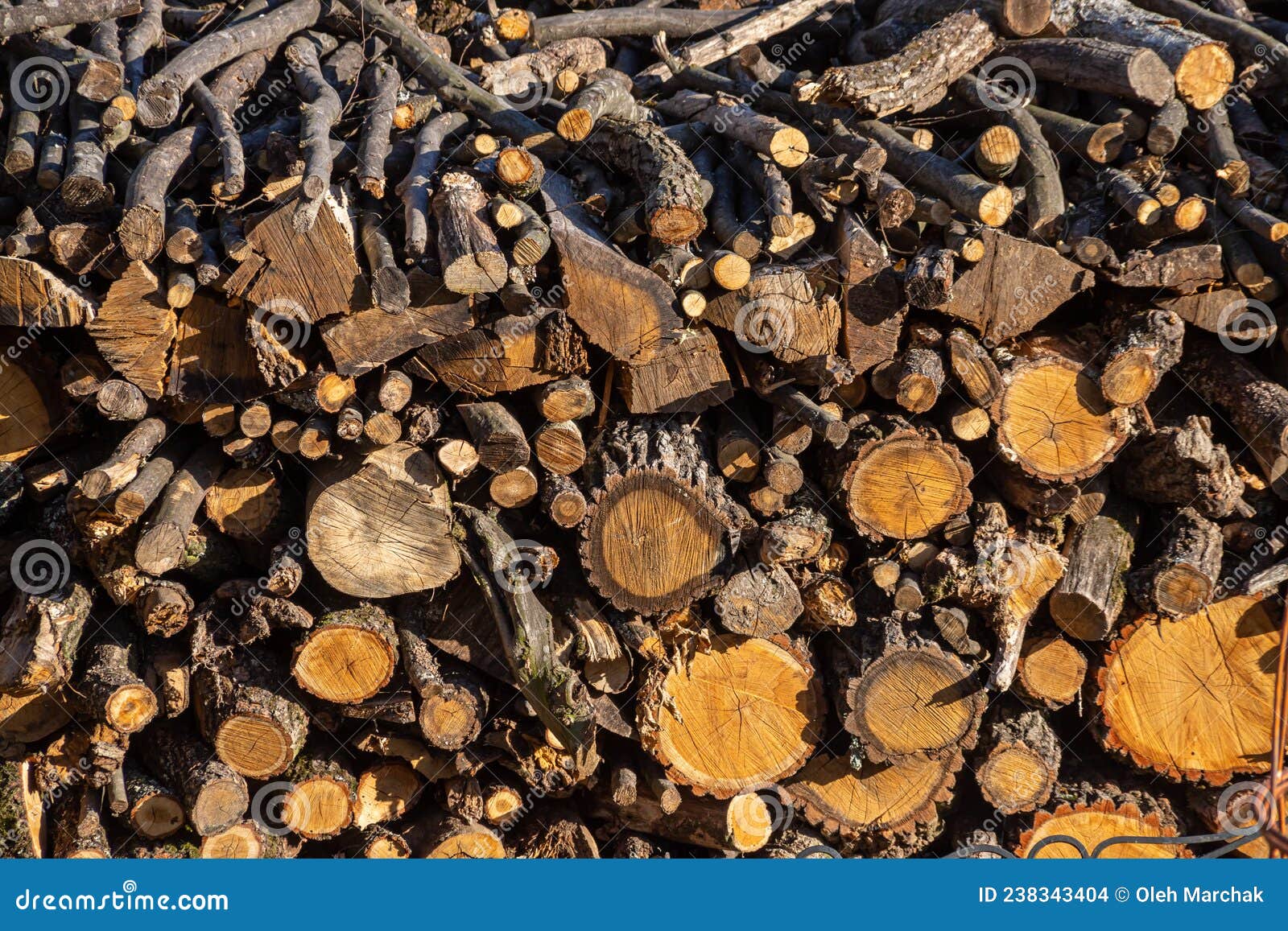 Pile of Stacked Triangle Firewood Prepared for Fireplace and Boiler ...