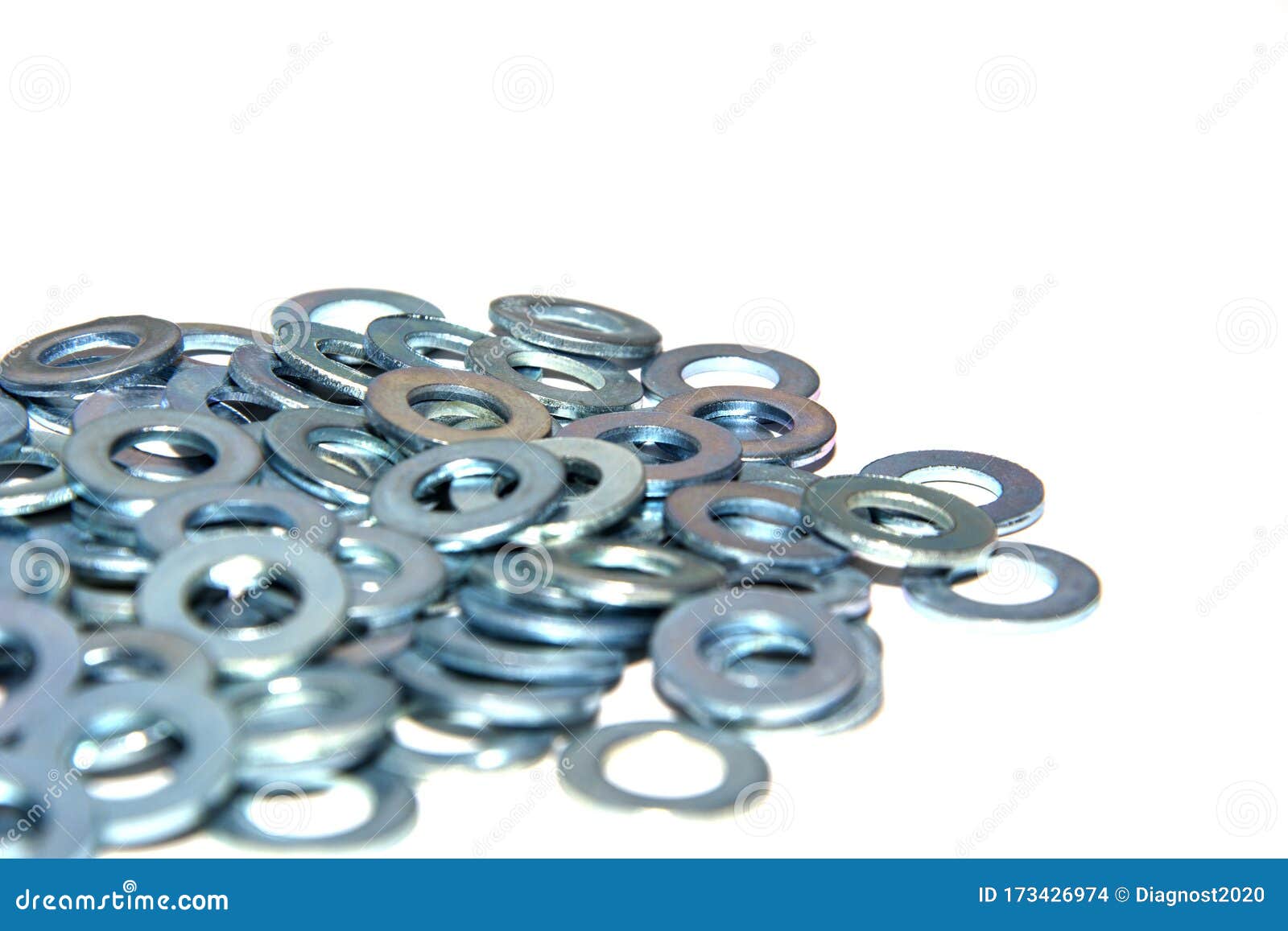 Pile of Stainless Steel Flat Washers, Isolated on a White Background ...