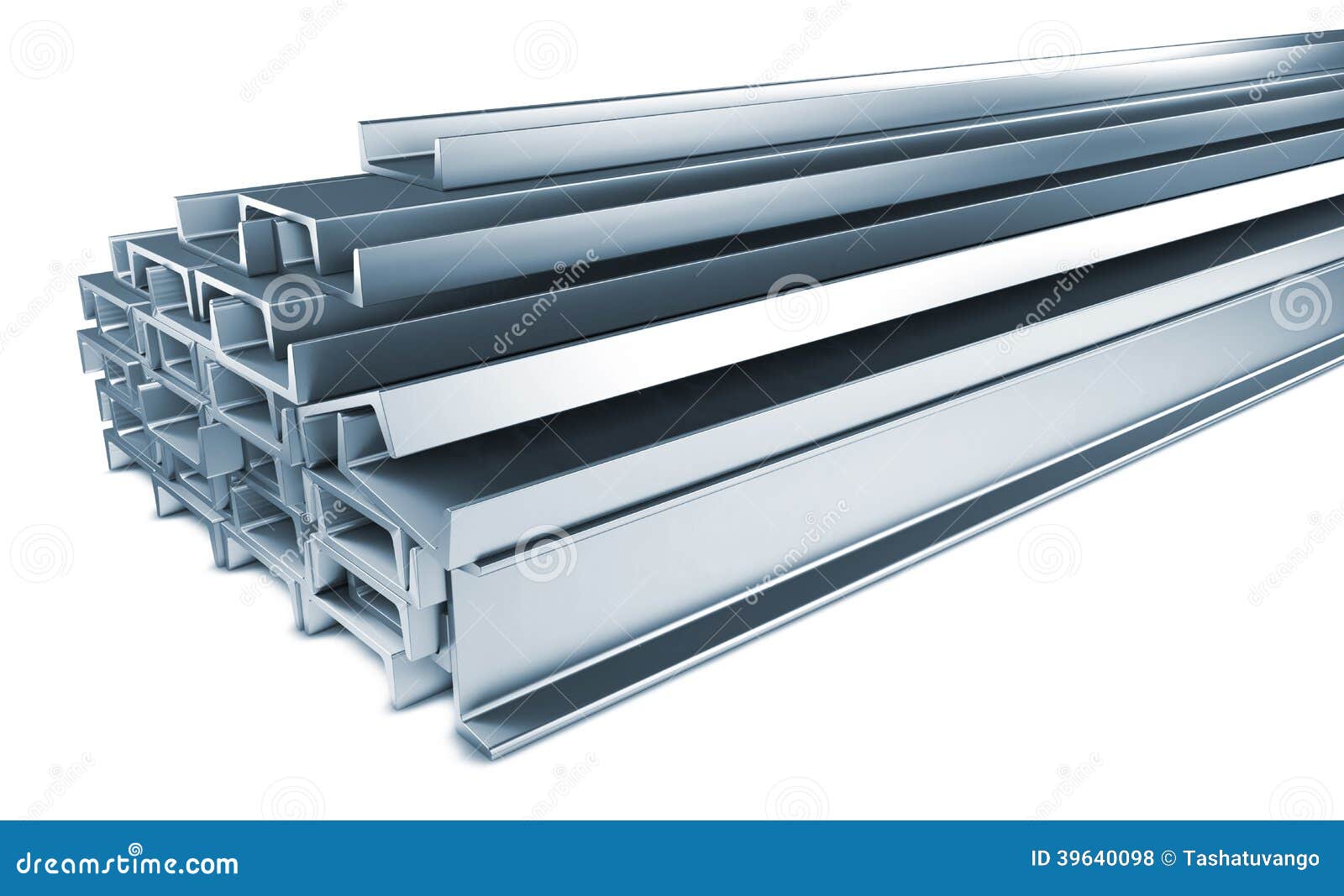 Pile of Steel Channels Isolated on White. Stock Photo - Image of ...