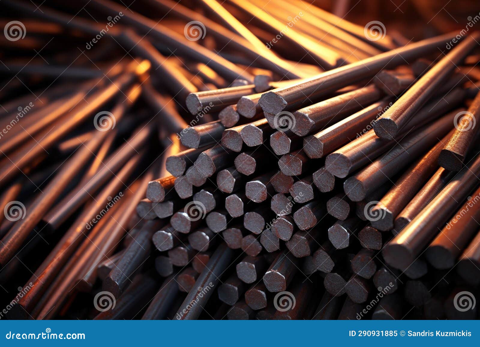 Pile of Steel Rods. Generative AI Stock Illustration - Illustration of ...