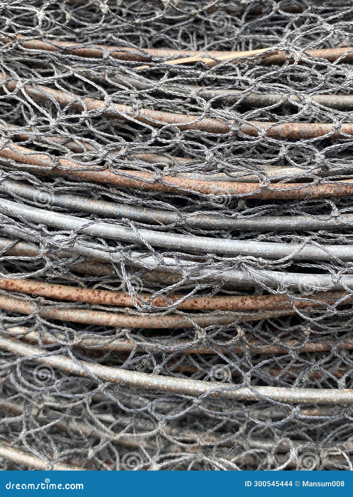 Pile of Steel Wire with Fishing Net Stock Photo - Image of line, rusty ...