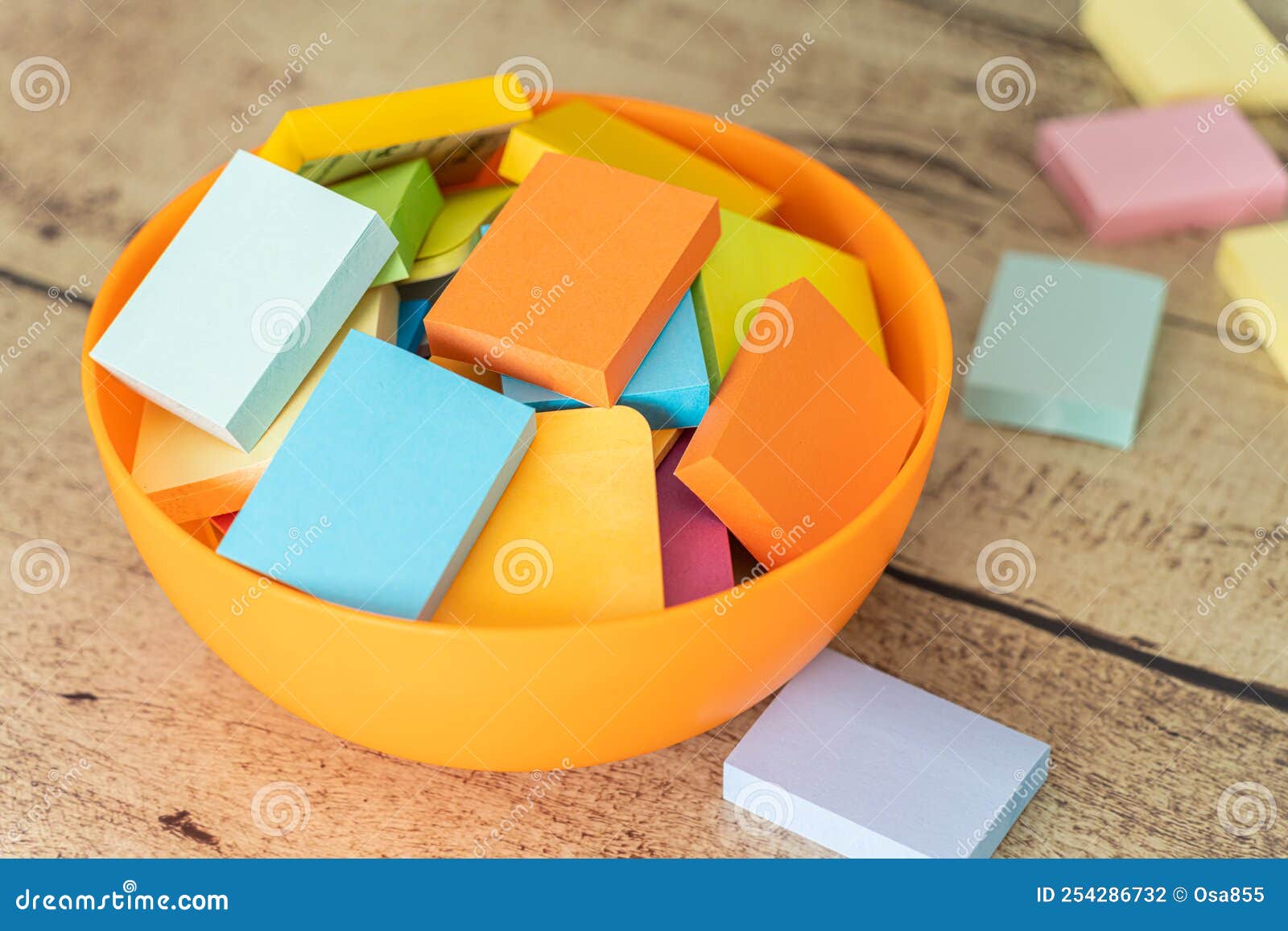Pile of Sticky Notes on Office Table at Work Stock Photo - Image of ...