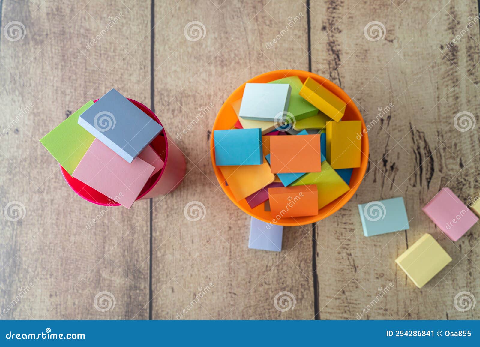 Pile of Sticky Notes on Office Table at Work Stock Image - Image of ...