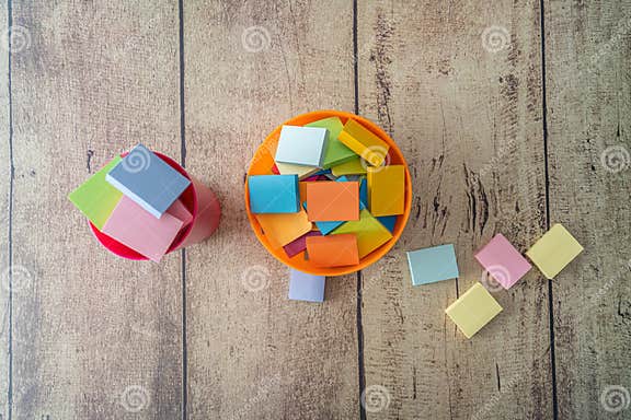 Pile of Sticky Notes on Office Table at Work Stock Image - Image of ...