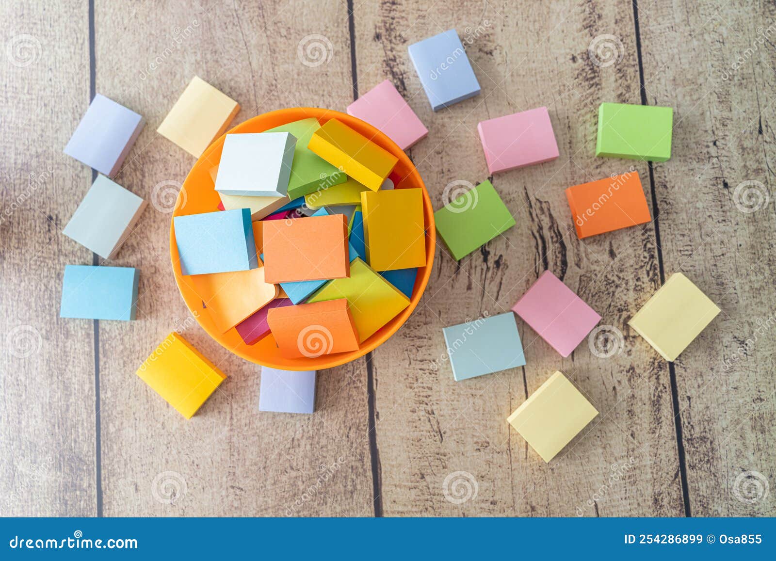 Pile of Sticky Notes on Office Table at Work Stock Image - Image of ...