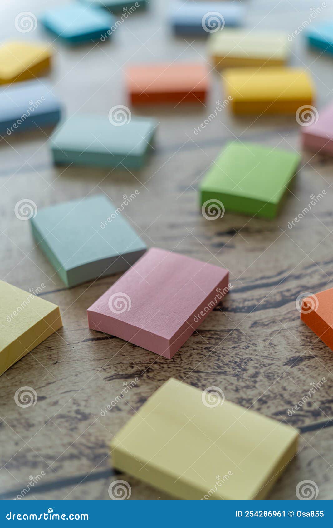 Pile of Sticky Notes on Office Table at Work Stock Image - Image of ...