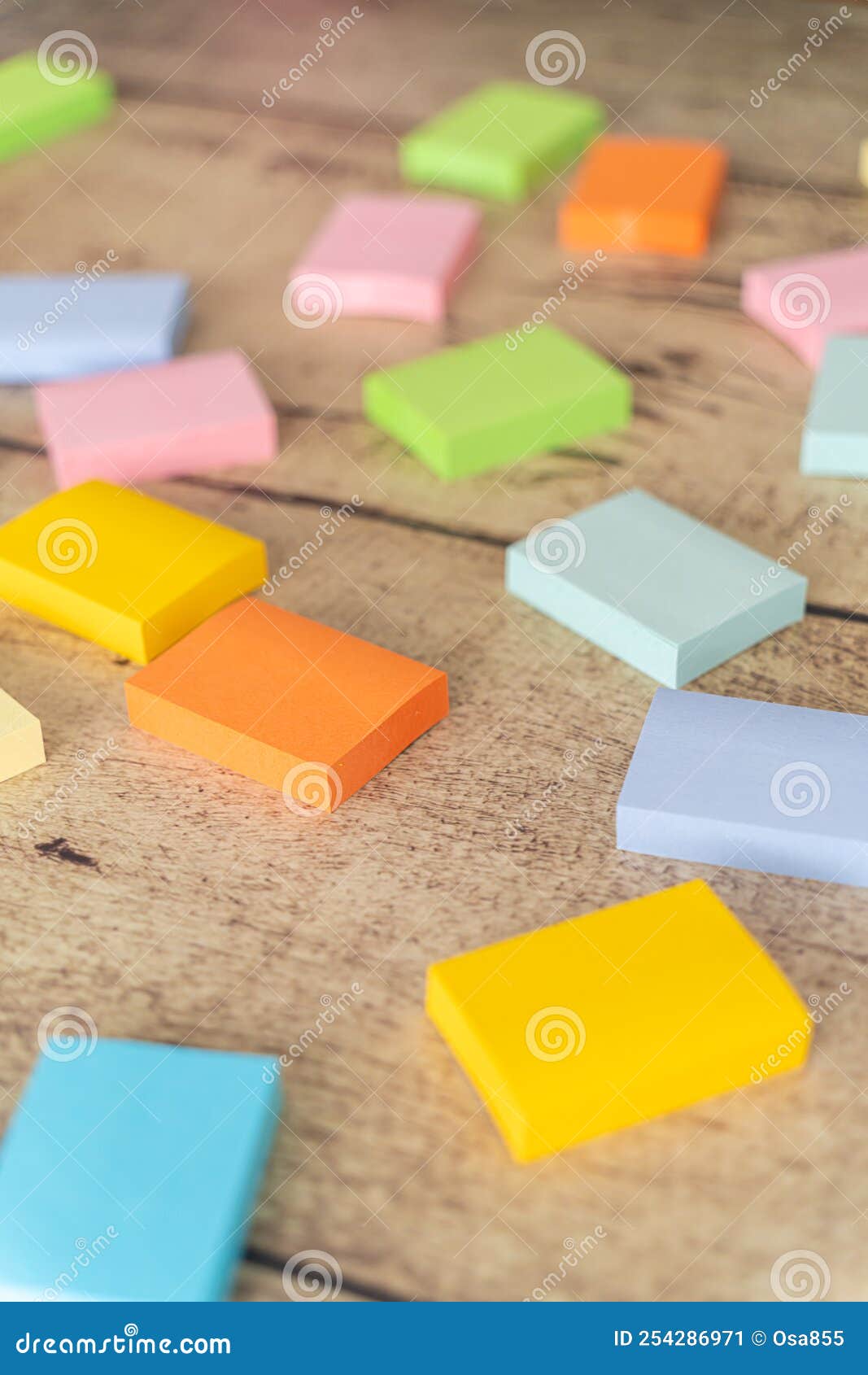 Pile of Sticky Notes on Office Table at Work Stock Image - Image of ...