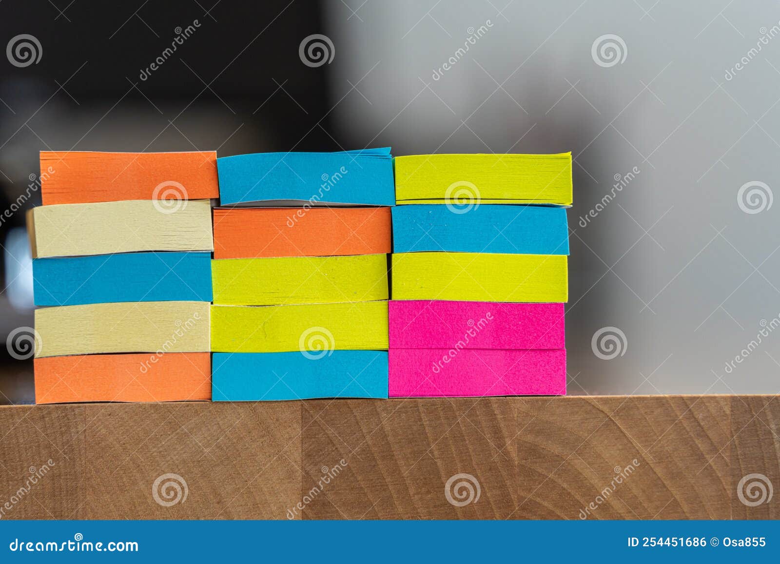 Pile of Sticky Notes on Office Table at Work Stock Photo - Image of ...