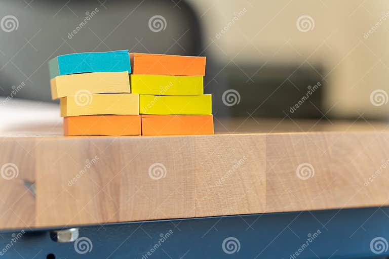 Pile of Sticky Notes on Office Table at Work Stock Image - Image of ...