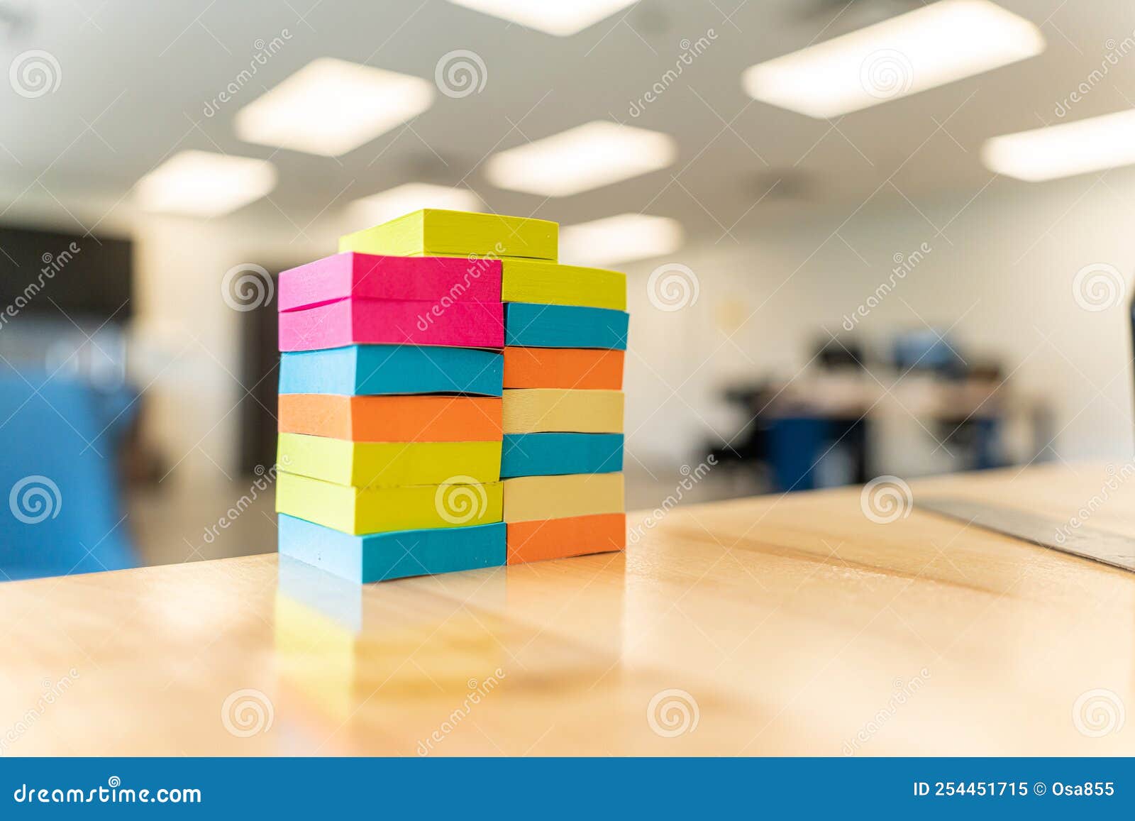 Pile of Sticky Notes on Office Table at Work Stock Image - Image of ...