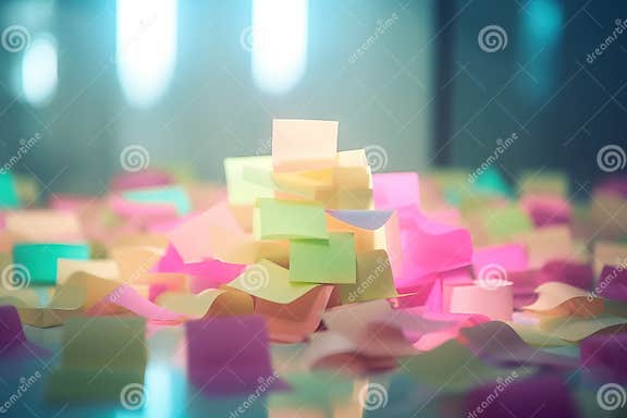 A Pile of Sticky Notes Sitting on Top of a Table Stock Illustration ...