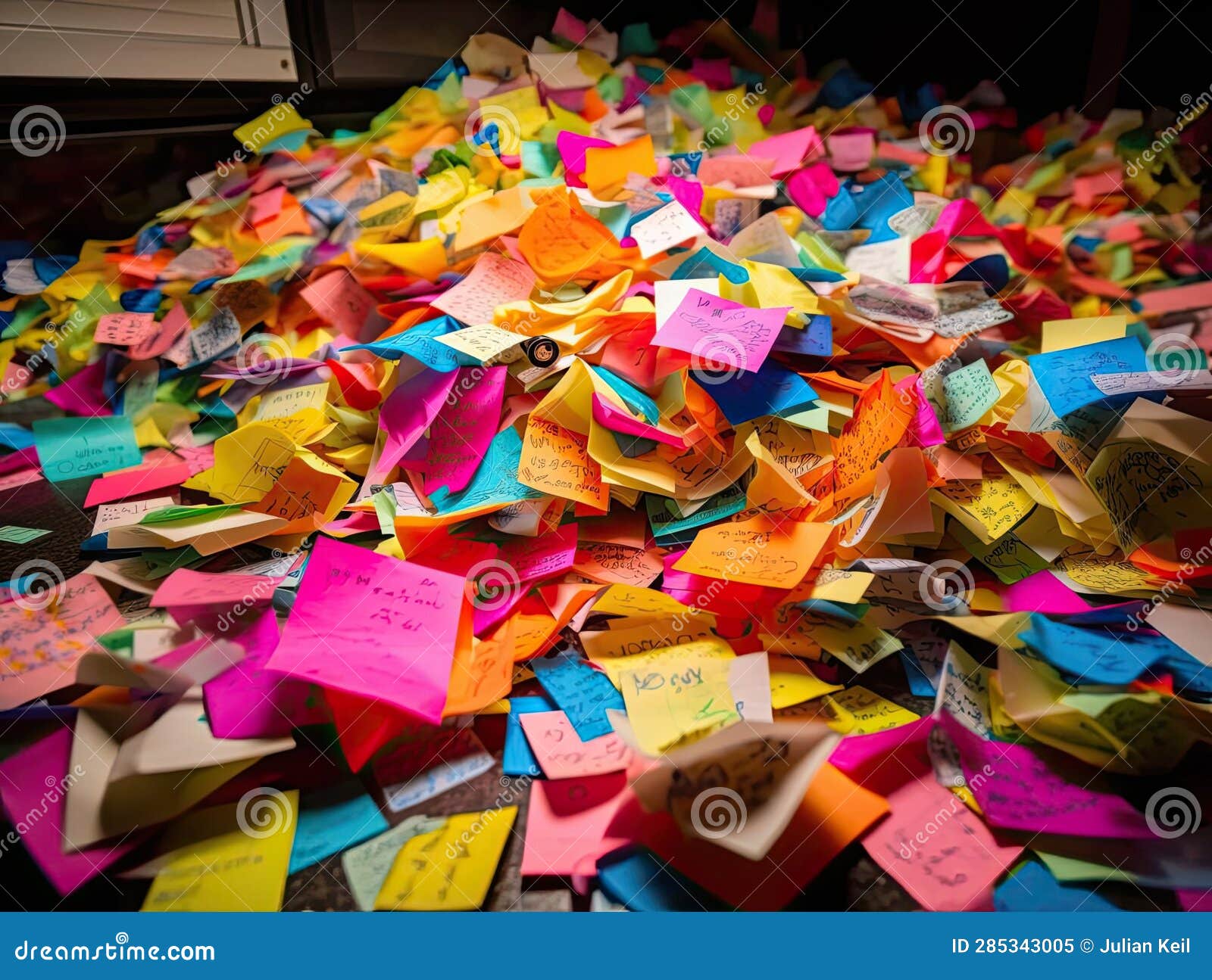 Pile of Sticky Notes on Whiteboard Stock Illustration - Illustration of ...
