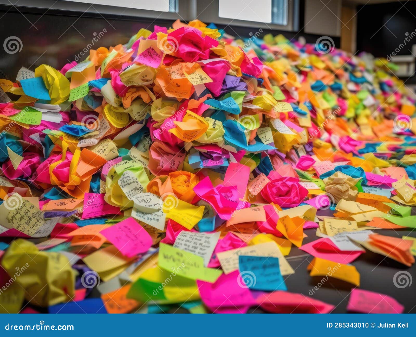 Pile of Sticky Notes on Whiteboard Stock Illustration - Illustration of ...