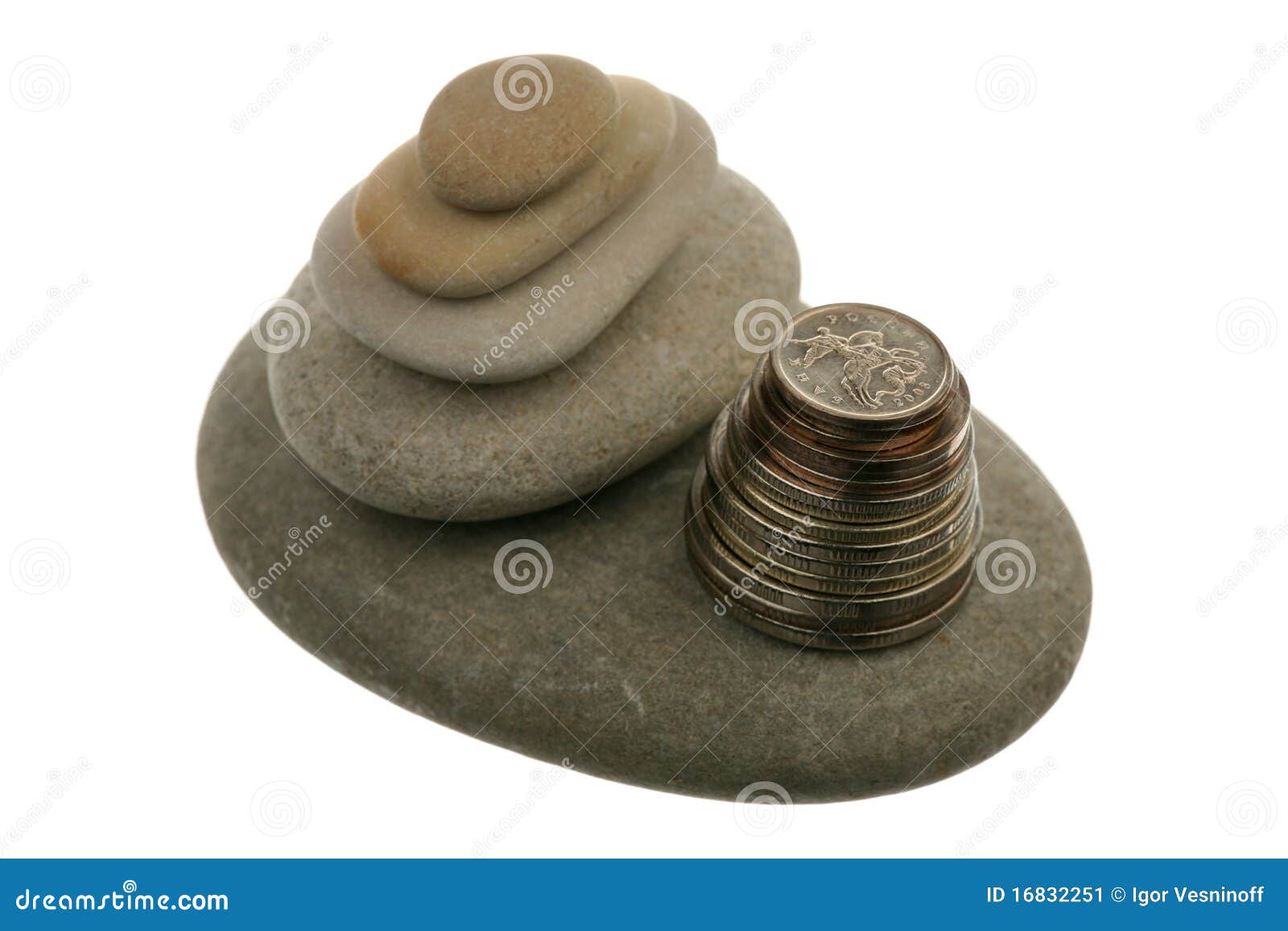 Pile of stones and coins stock image. Image of balance - 16832251