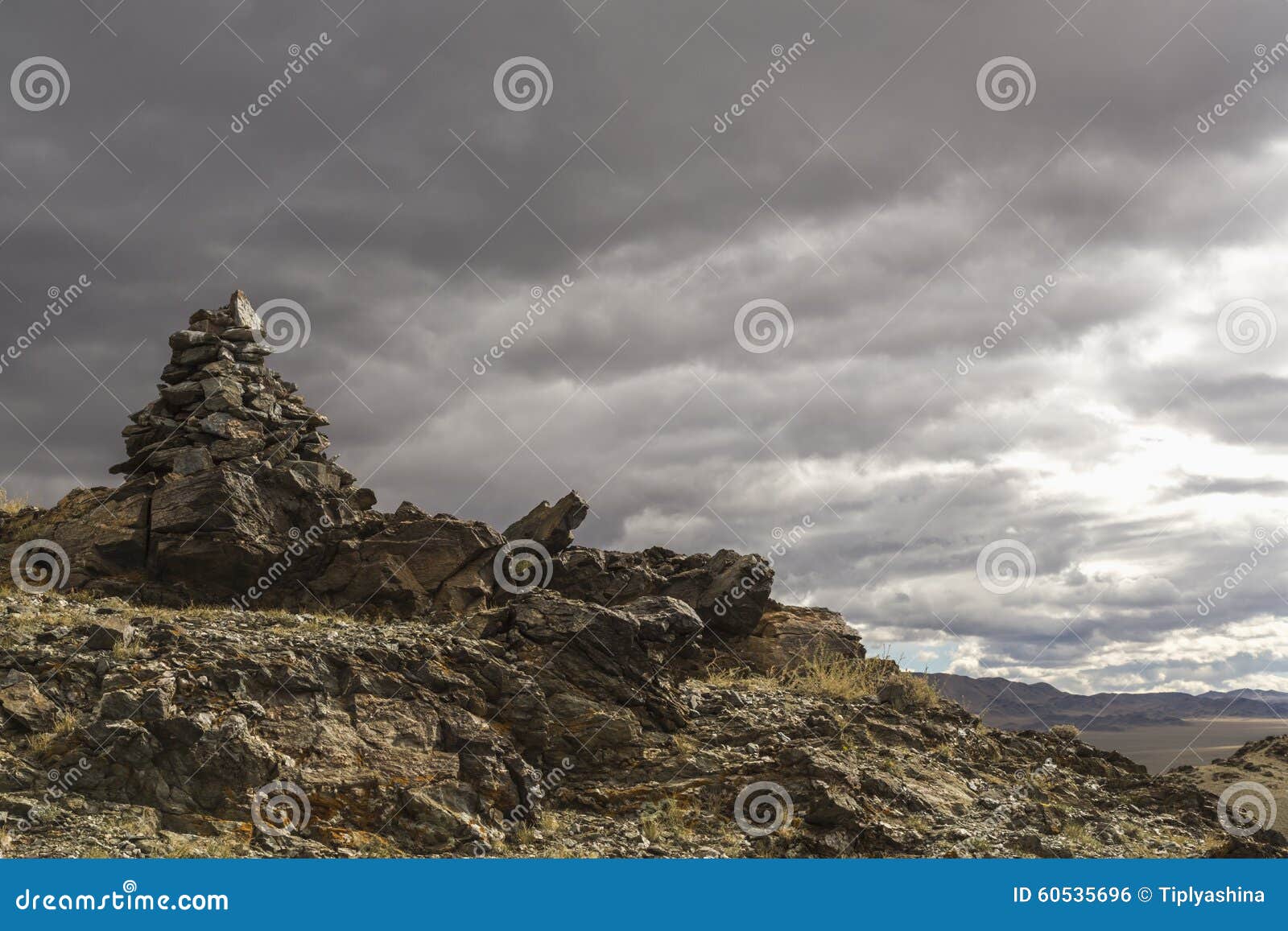 A Pile of Stones Ritual in Mongolia Stock Photo - Image of scenic, pass ...